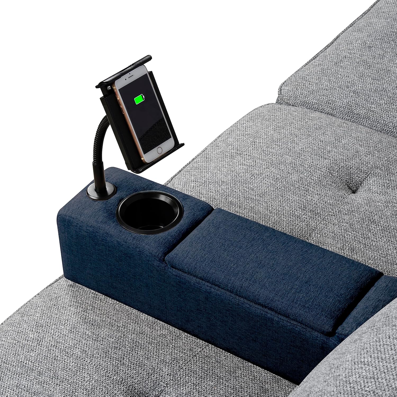 Amazon.com: FAGAGA Sofa Armrest with Cup Holder, Navy Removable Couch ...