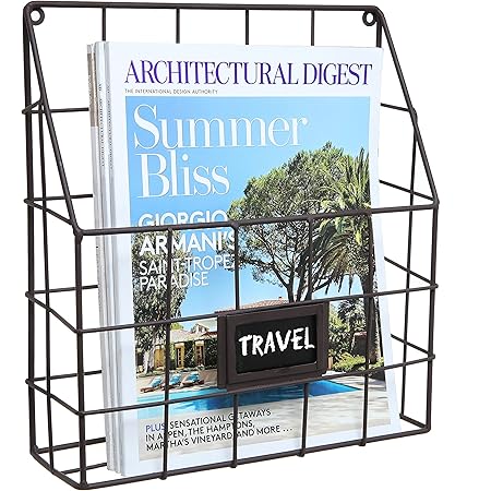 Amazon.com: MyGift Wall Mounted Chicken Wire Magazine Rack with ...