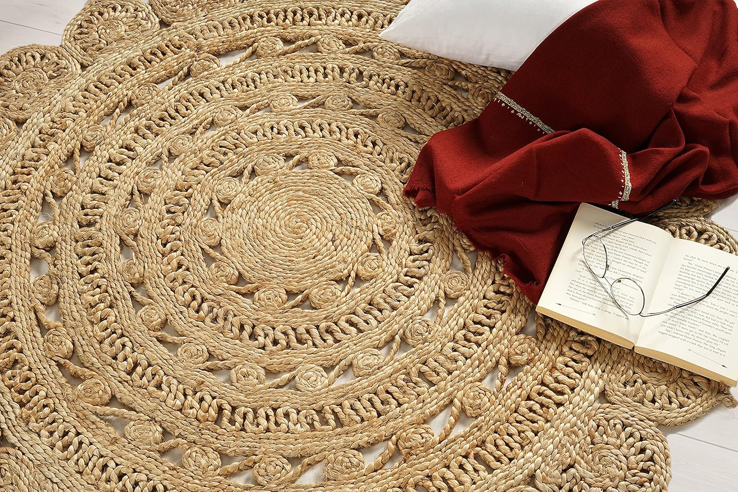 Buy GRUHUM 3'x3' Jute Area Rug - Natural Fiber Round Collection ...