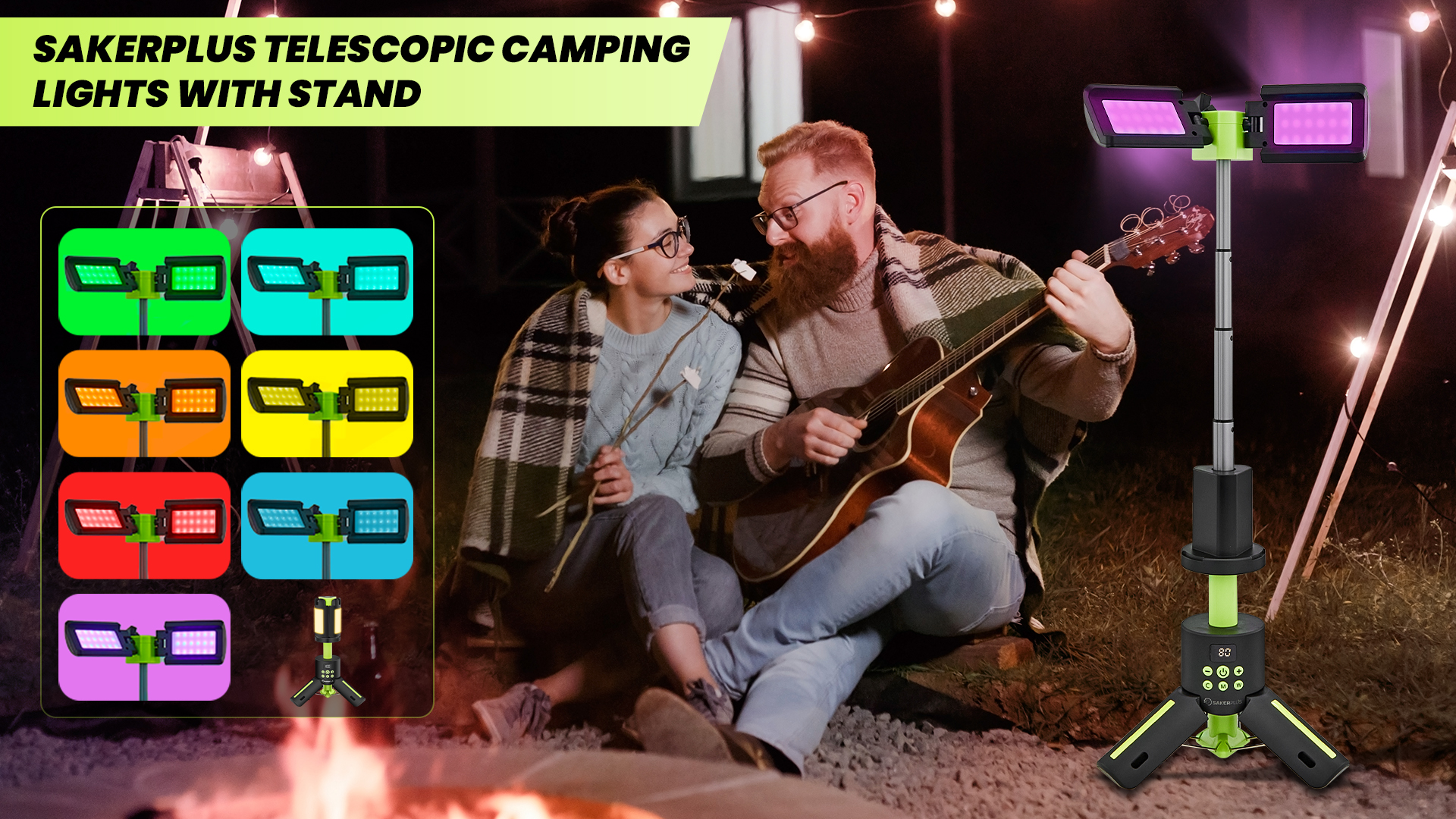 Watch SakerPlus Telescopic Camping Lights with Stand on Amazon Live