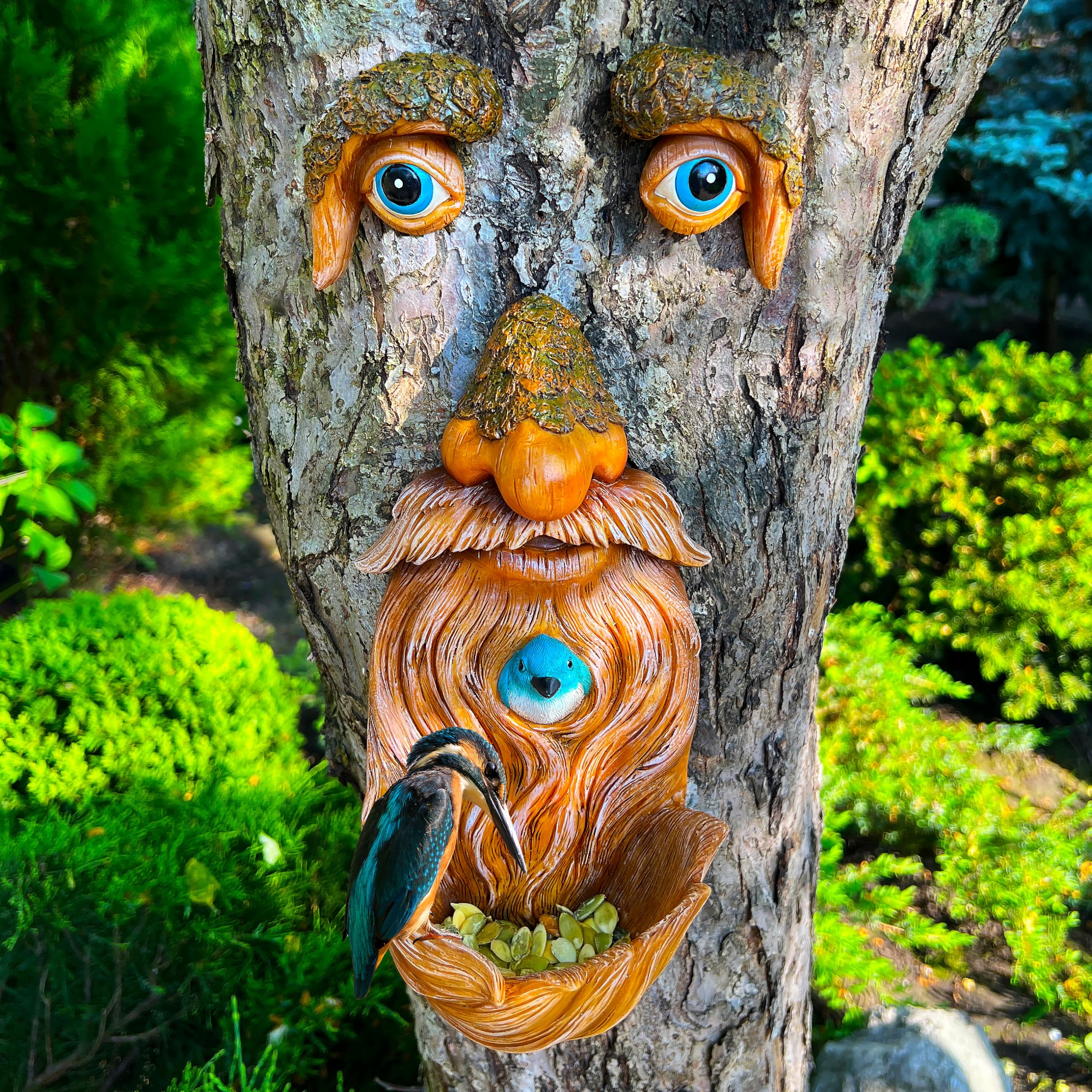 Mood Lab Tree Faces Decor Outdoor - Old Man Bird Feeder - Tree Hugger ...
