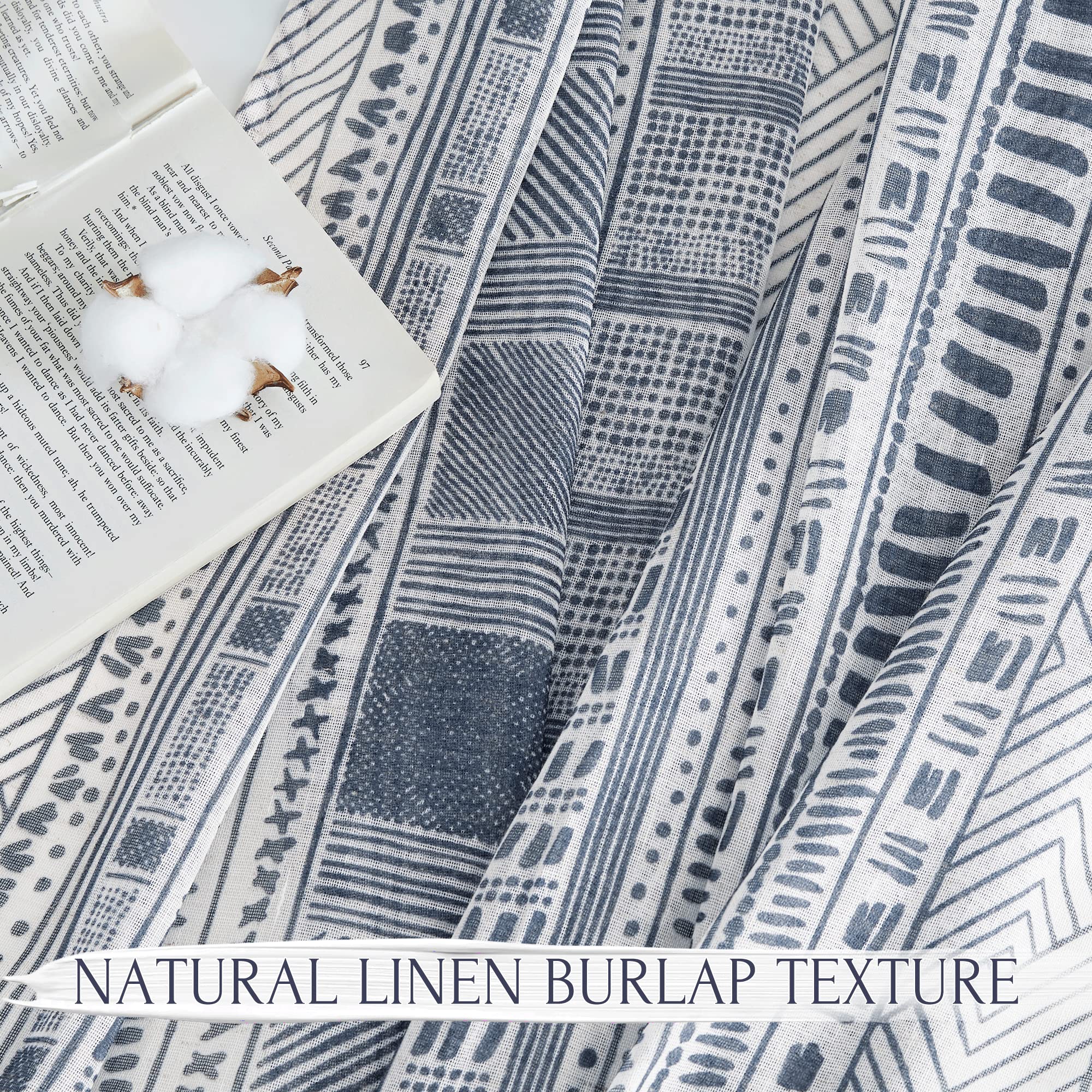 NICETOWN Open Linen Wave Sheer Living Room Curtains for Large Window 95 ...