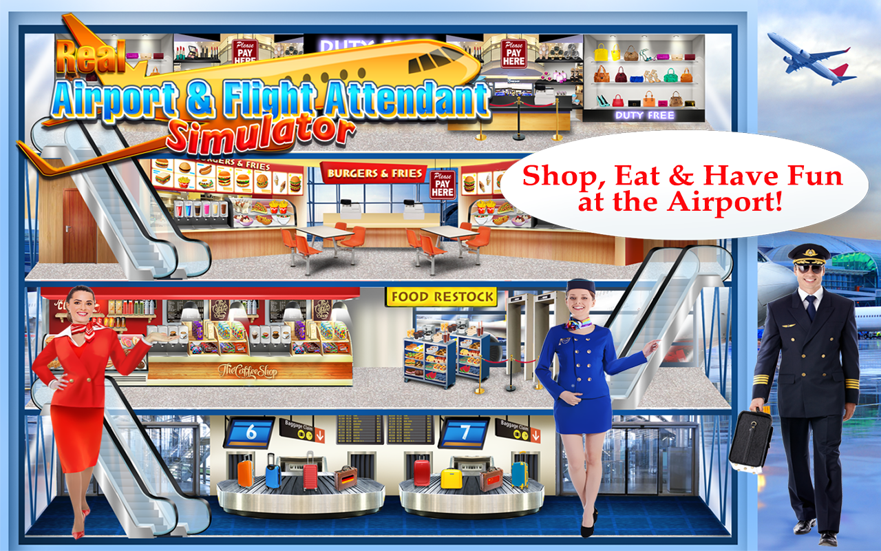 Real Airport & Flight Attendant Simulator - Kids Cash Register, Flight ...
