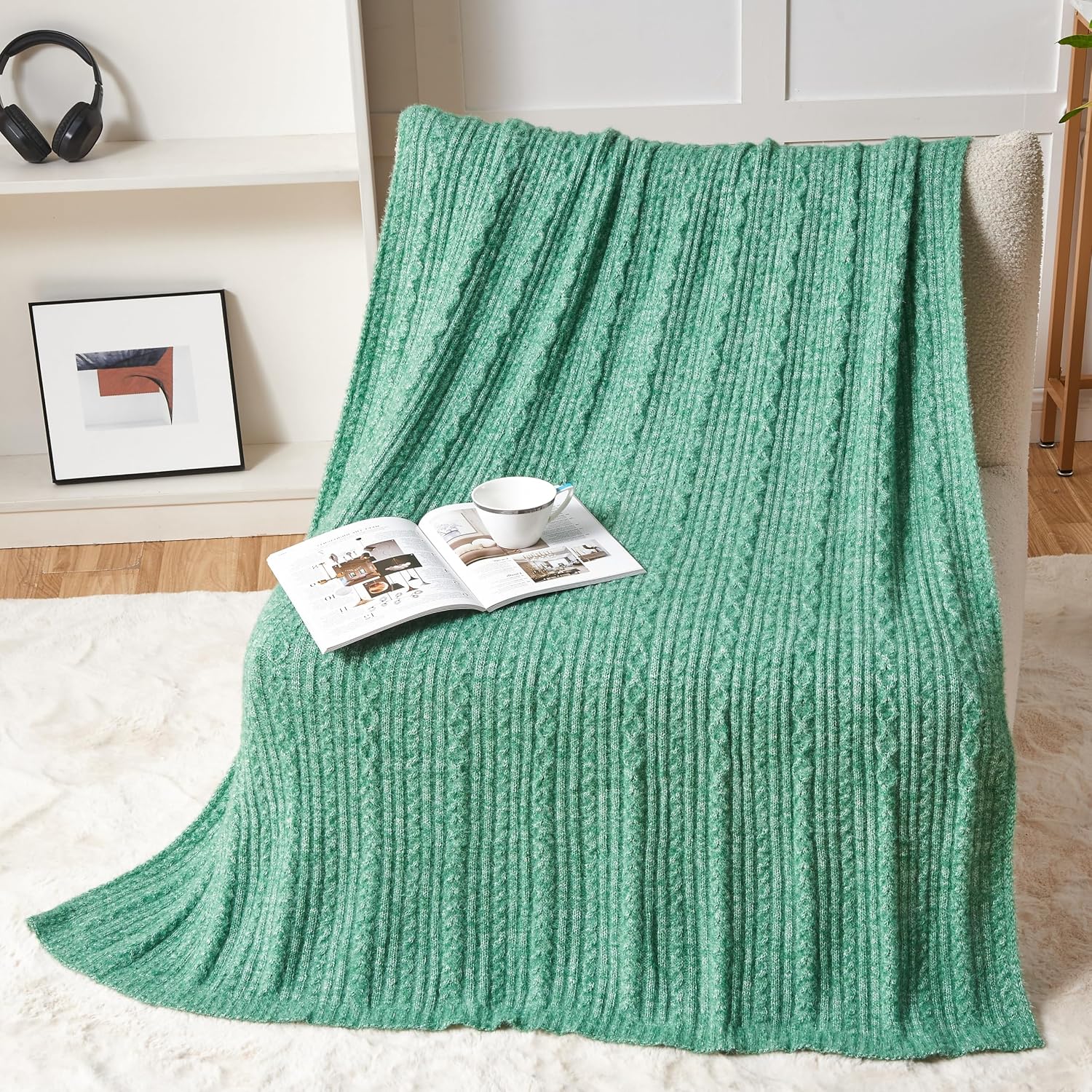 Amazon.com: Homiest Ultra Soft Knitted Fleece Blanket, Fuzzy Knit Throw ...