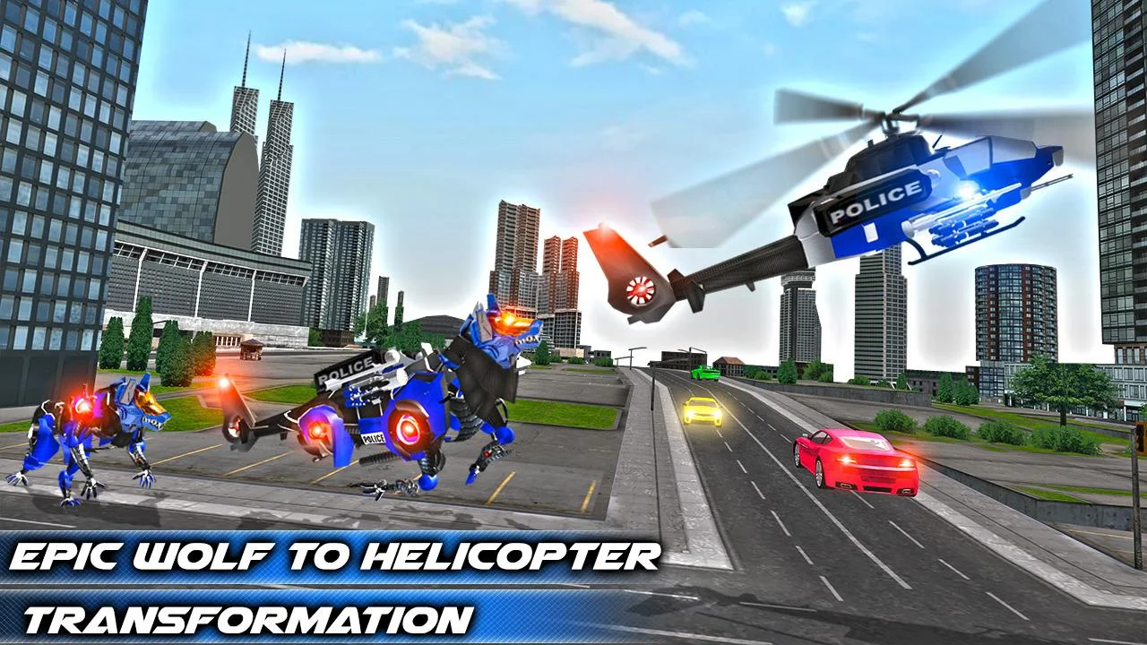 Wolf Robot Police Copter Car Transformation Wild Shoot City Attack ...
