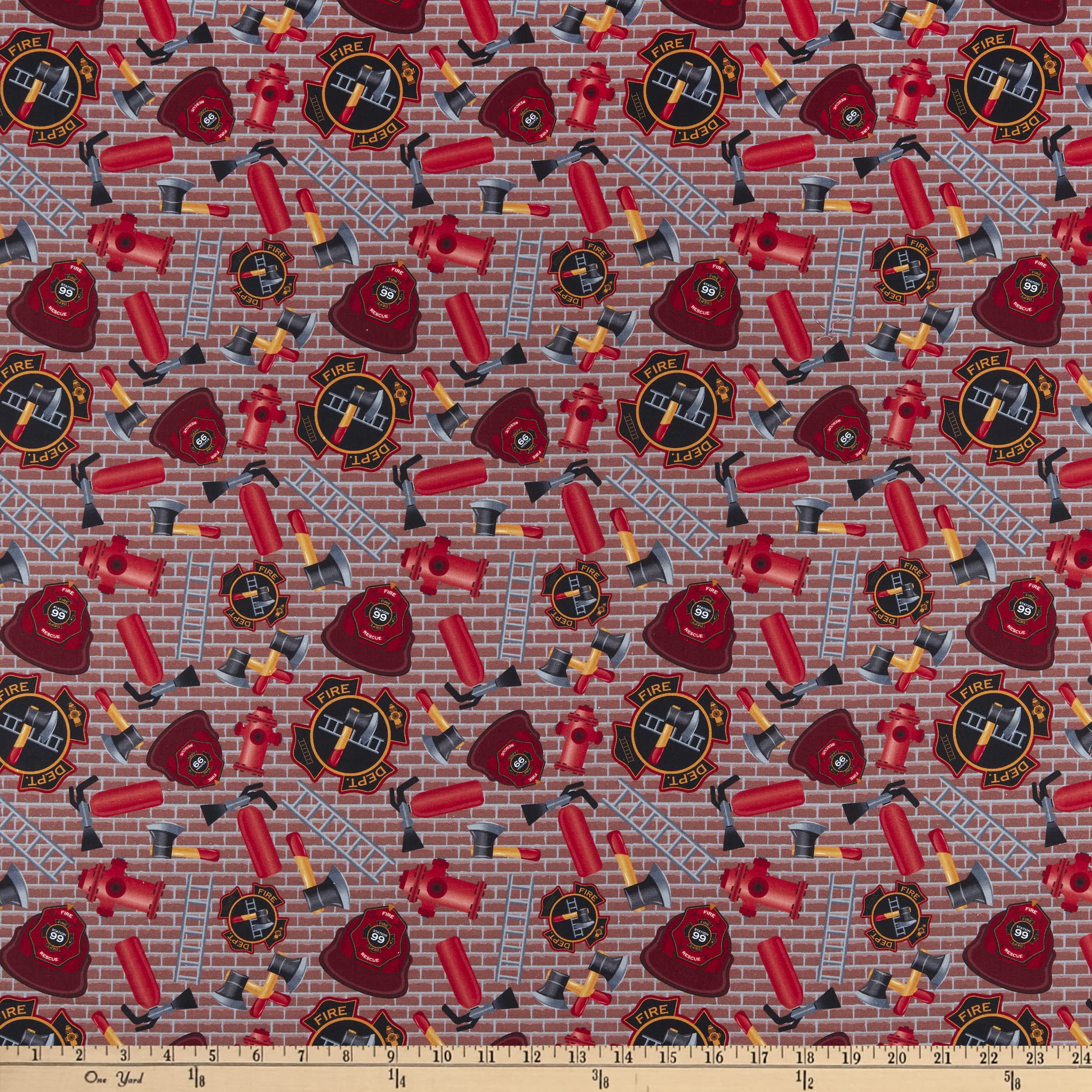Amazon.com: Cotton Firefighter Allover Multi, Fabric by The Yard : Arts ...