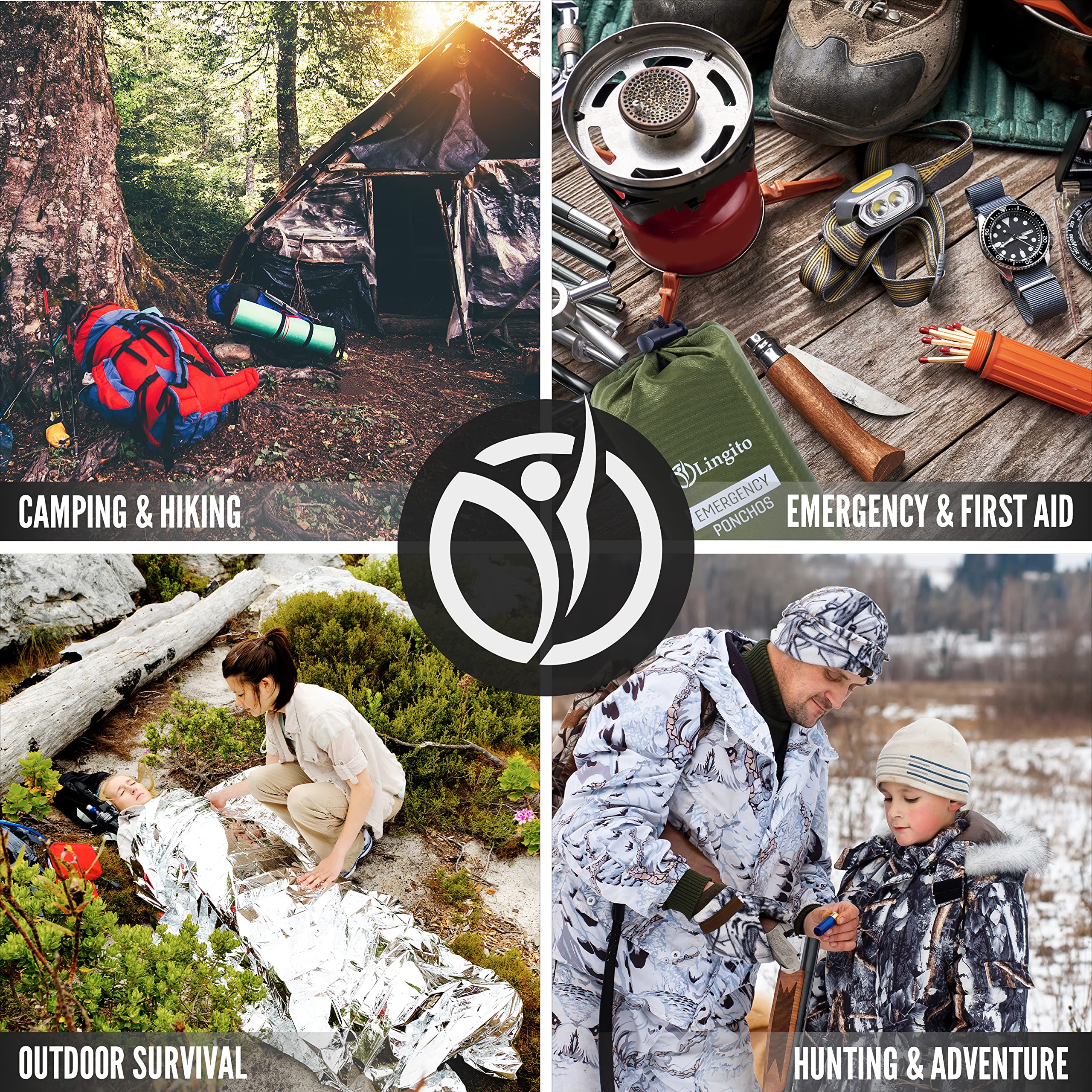 Snapklik.com : Lingito Emergency Rain Poncho - Thermal Survival ...