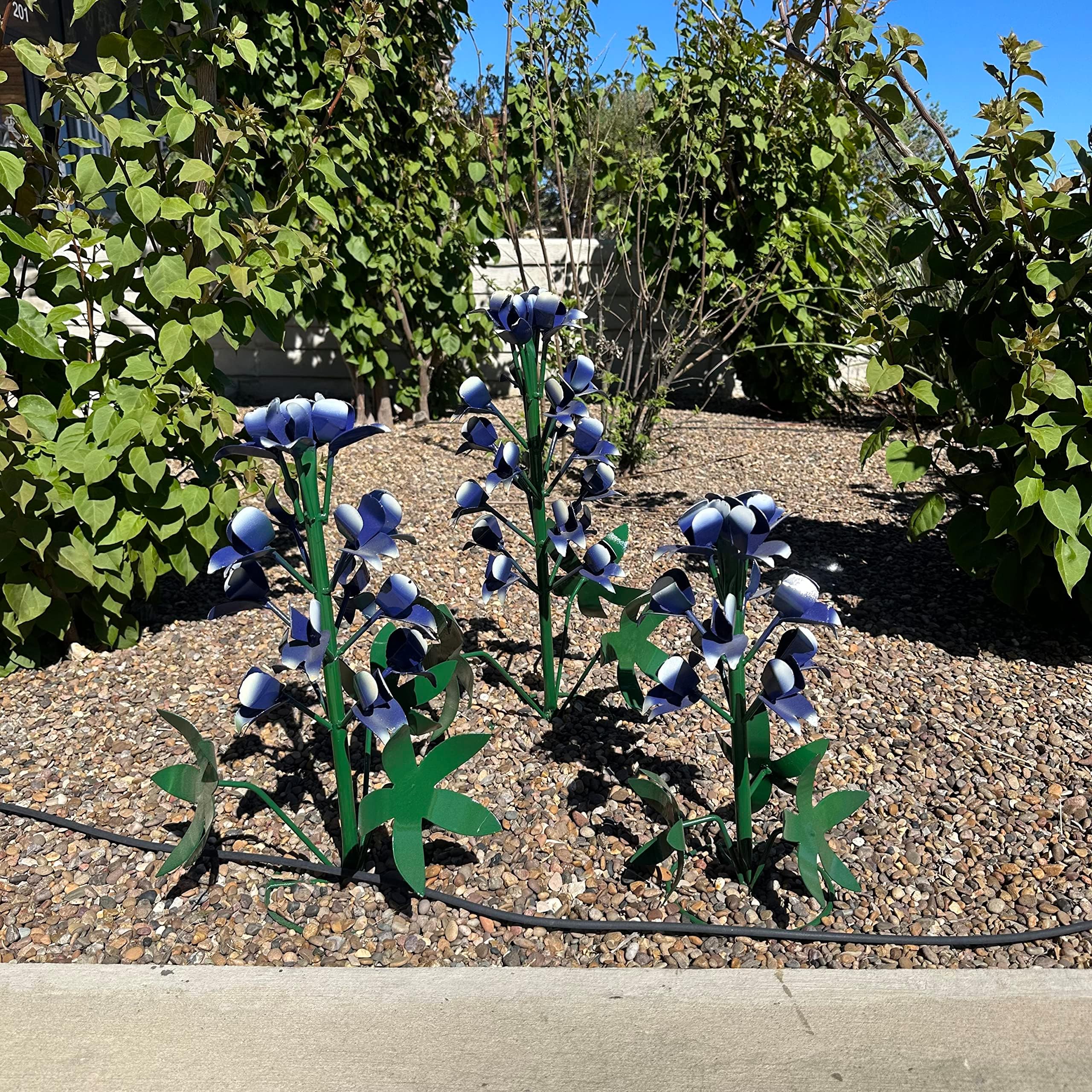 Amazon.com: Set of 3 Handmade Metal Bluebonnets, Metal Yard Art, Garden ...