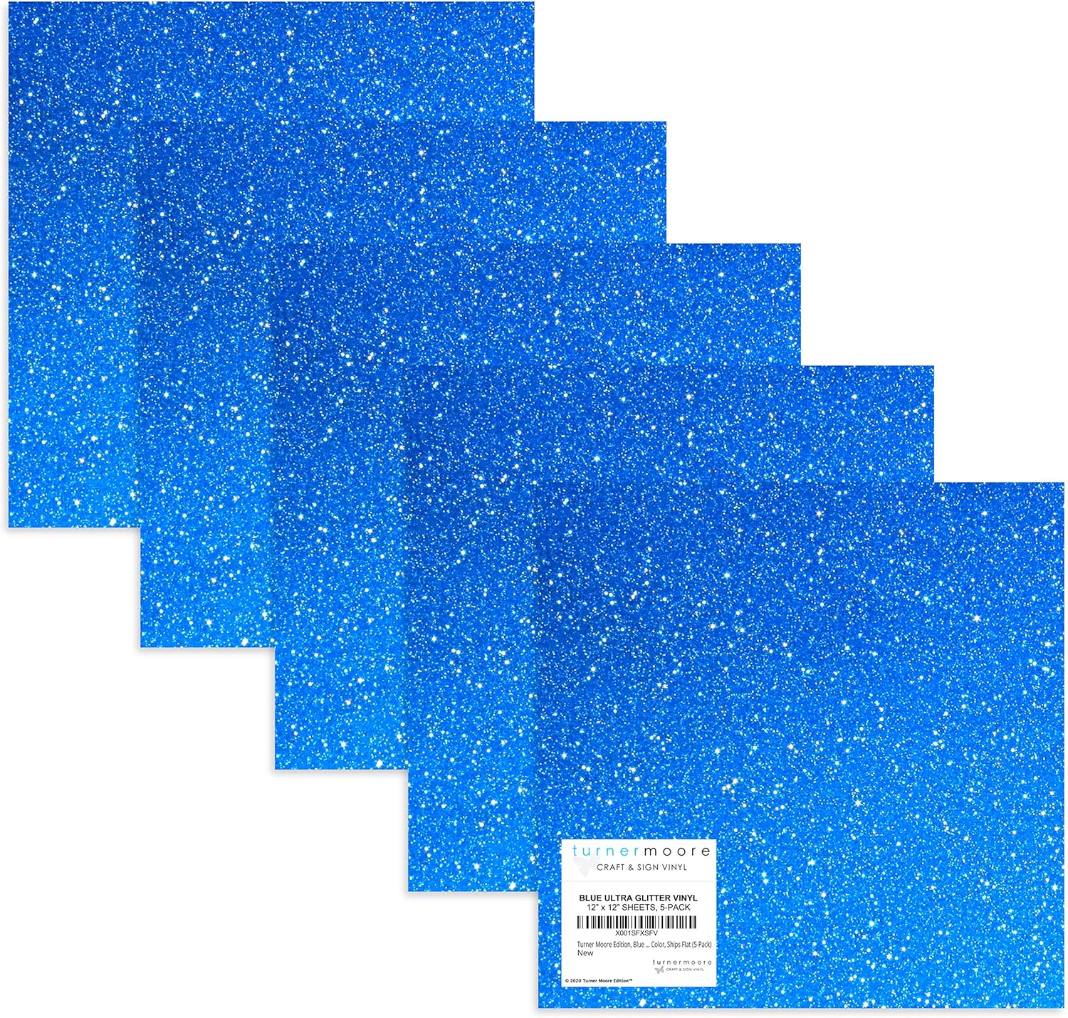 Amazon.com: Blue Glitter Vinyl Adhesive - 12" x 12" Ultra Glitter Vinyl ...