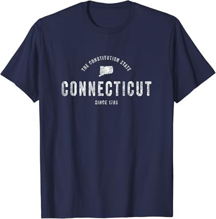 Amazon.com: Connecticut T-Shirt Vintage Sports Design Retro CT Tee ...