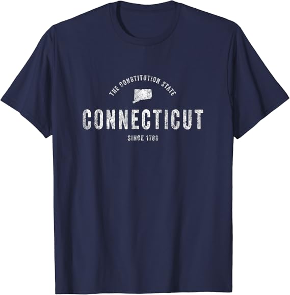 Amazon.com: Connecticut T-Shirt Vintage Sports Design Retro CT Tee ...