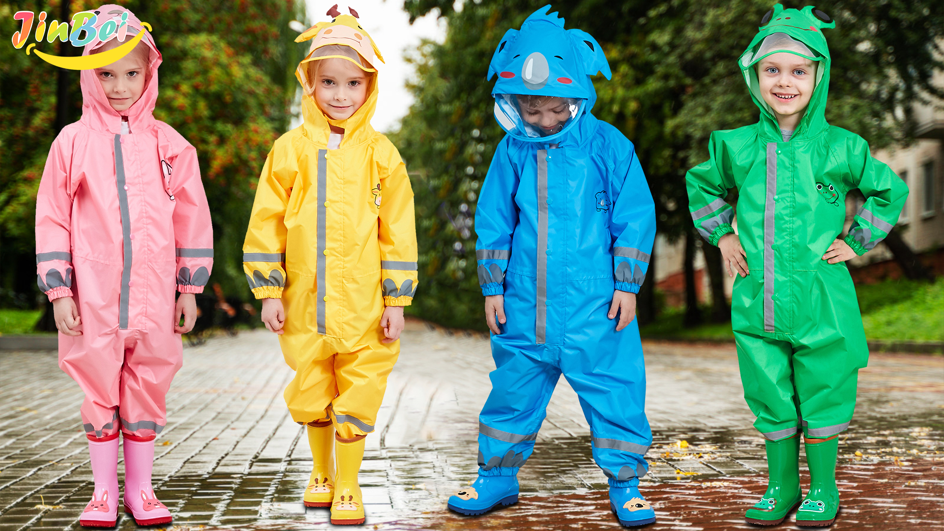Reflective Rain Suit Rain Bow Kids Waterproof Rain Suit - Lightweight ...