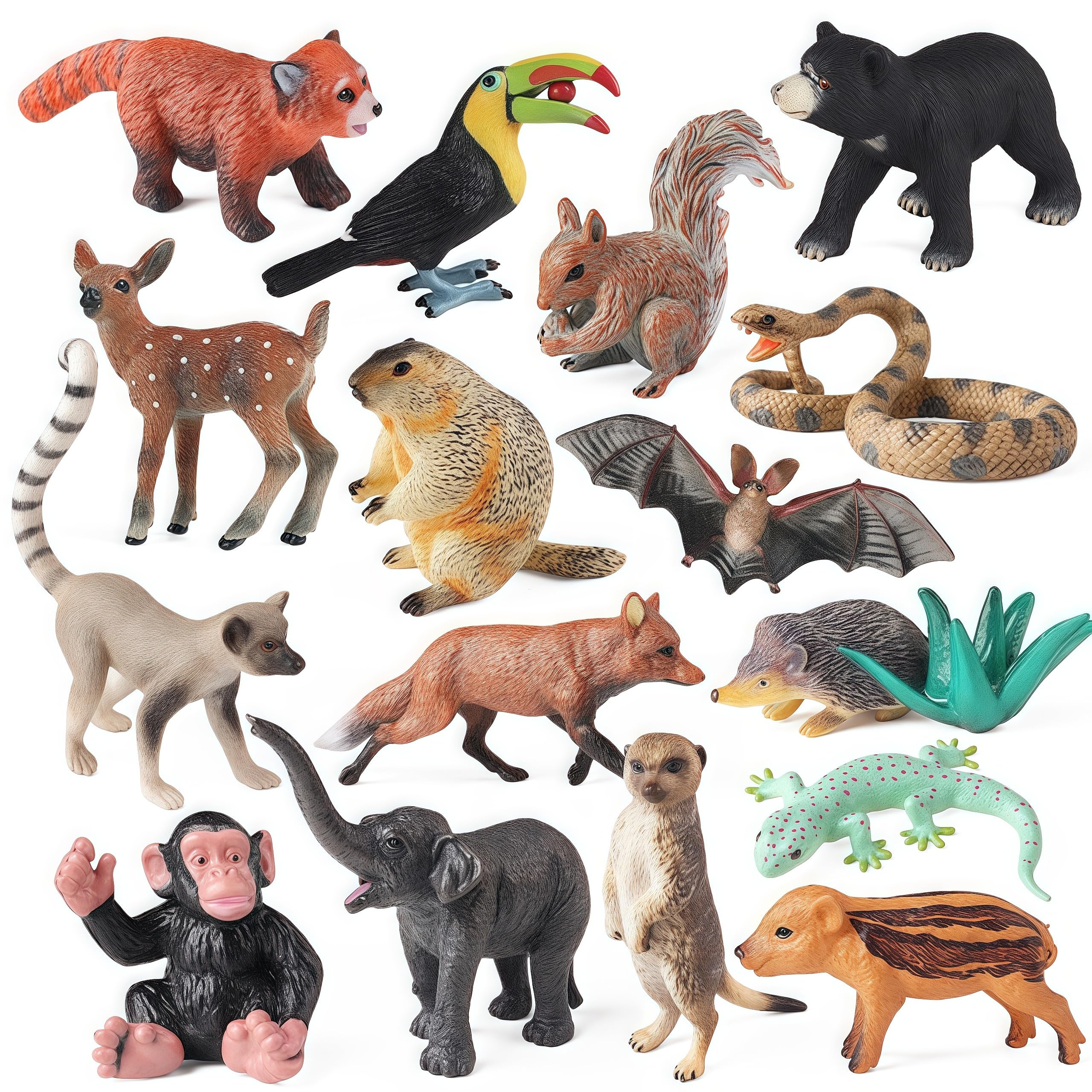 Amazon.com: 16PCS Forest Animals Baby Figures, Woodland Creatures Baby ...