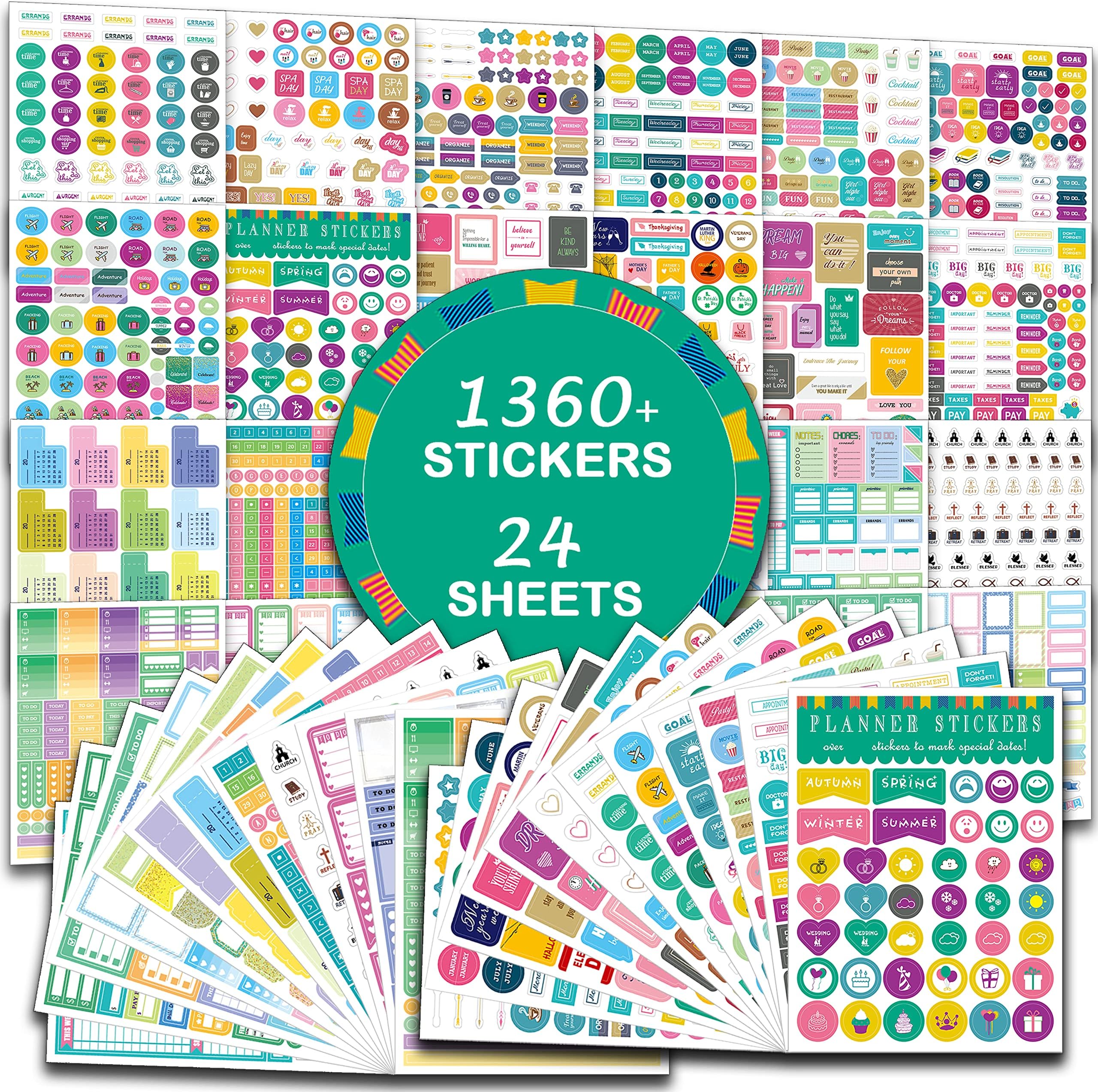 Amazon.com: NICKANG Daily Planner Stickers and Accessories | 24Sheets ...