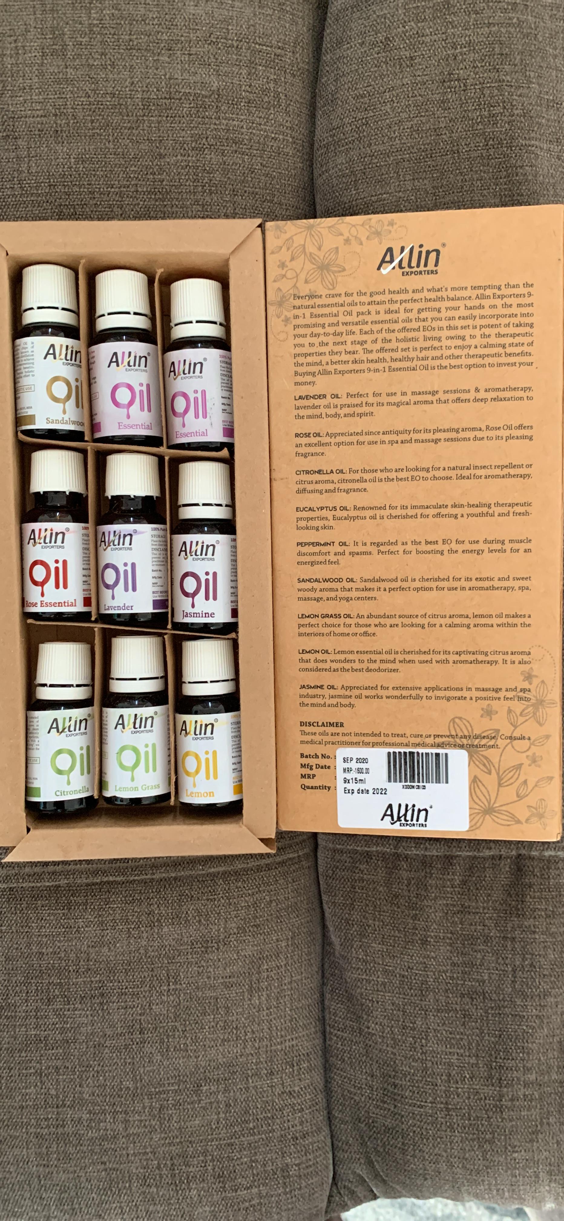 Allin Exporters 9 in 1 Combo Aromatherapy Therapeutic Grade Aroma ...