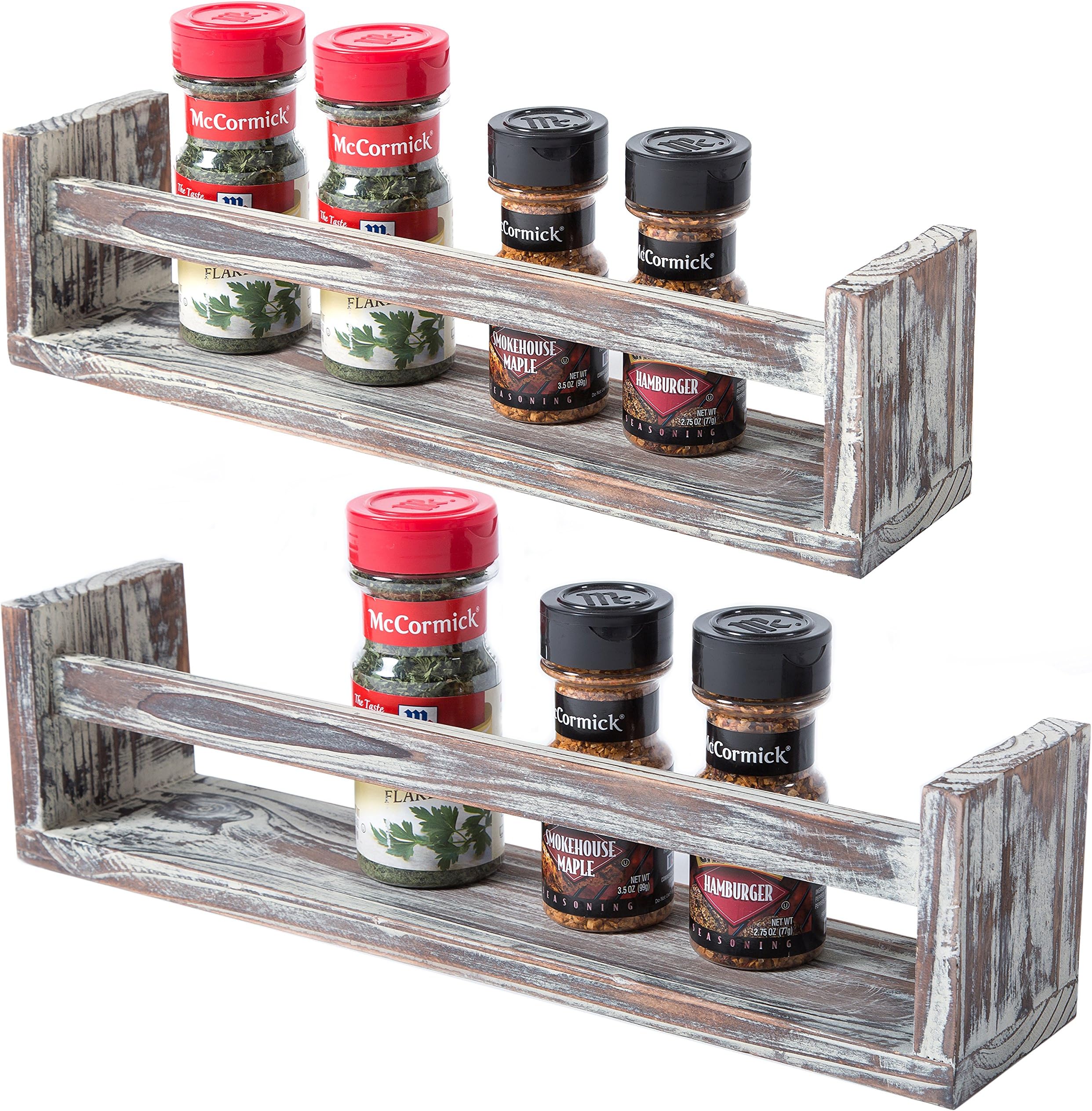 Amazon.com: MyGift Torched Wood Spice Rack Wall Mount Hanging Kitchen ...