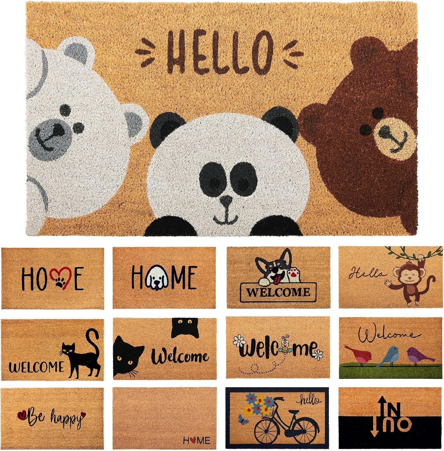 Amazon.com: Hello Bears - 29"x17" - Coir Doormats for Outdoor Entrance ...