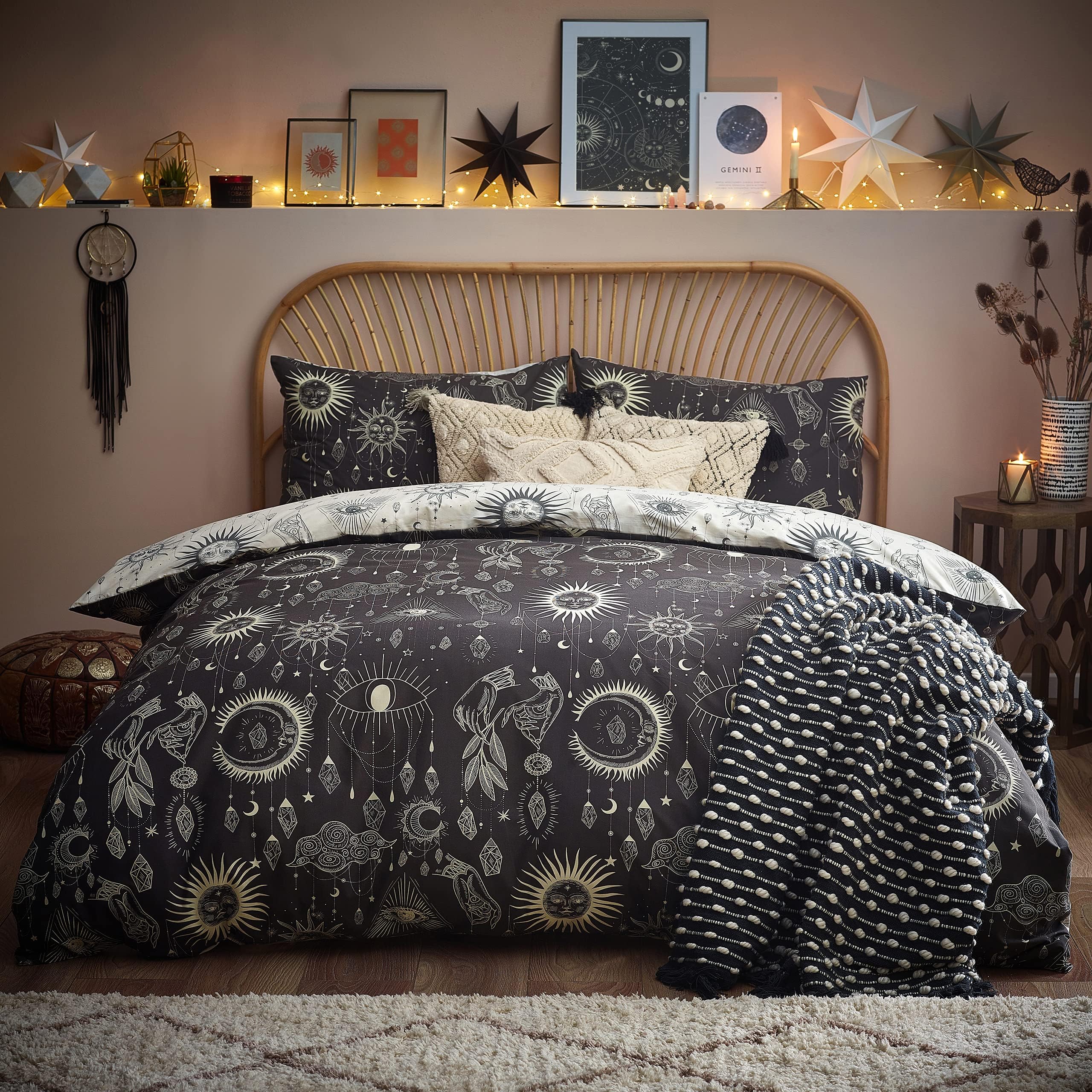 Rapport Home Celestial Duvet Cover Bed Set, Polycotton, Navy,3 pieces ...