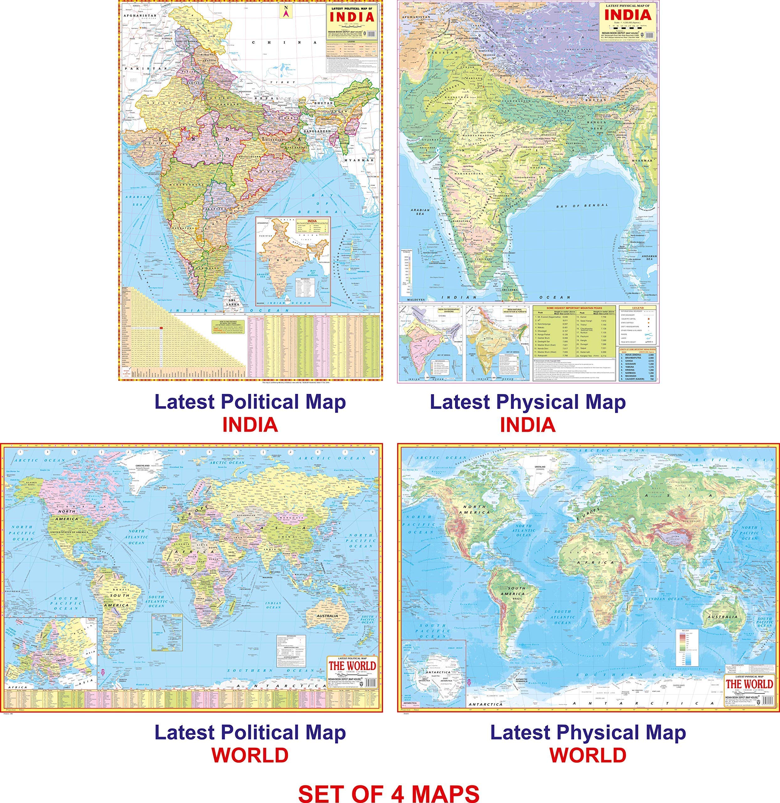 Buy Laminated India and World Political and Physical ENGLISH (SIZE ...