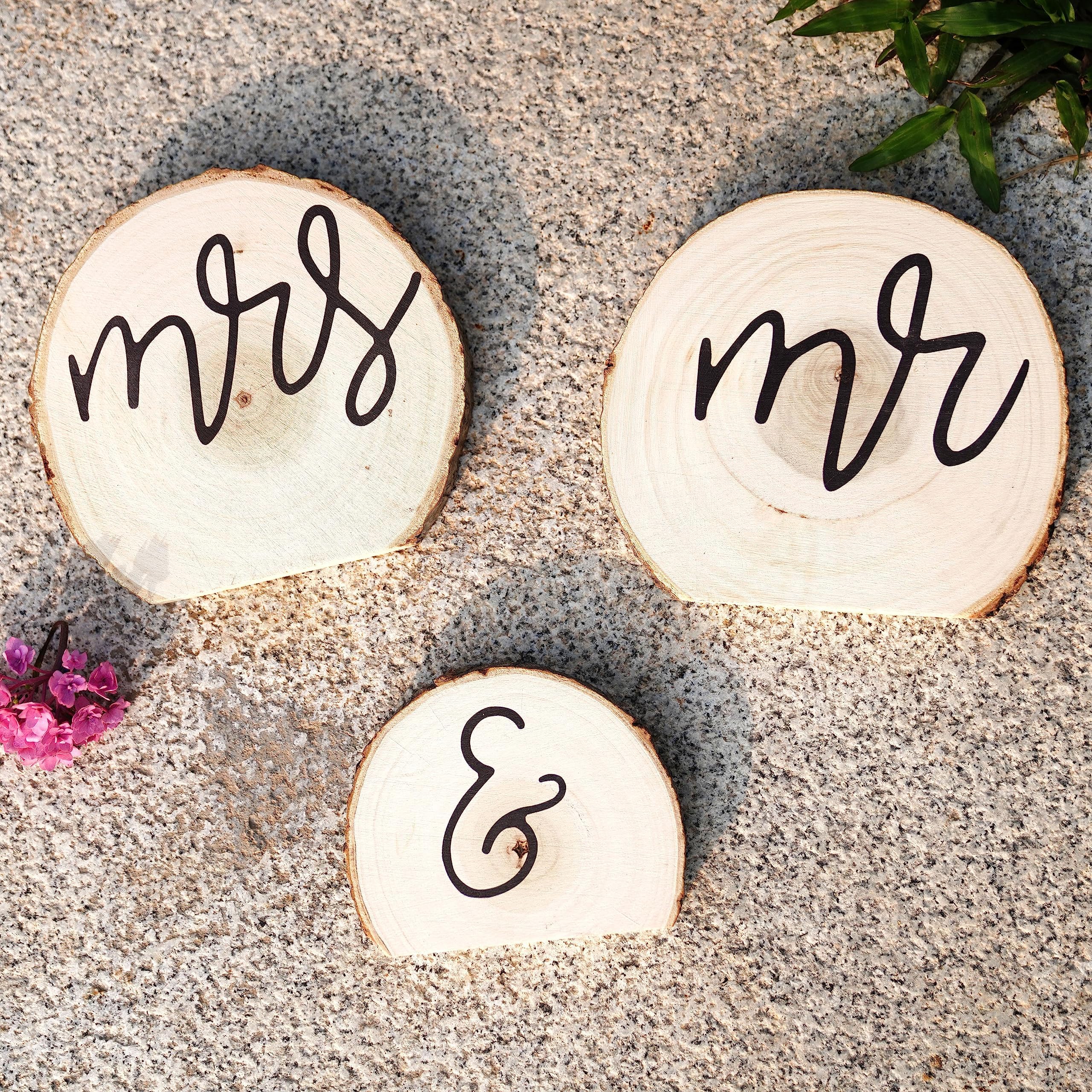 Amazon.com: Mr and Mrs Wedding Table Signs, Wood Bride and Groom Table ...