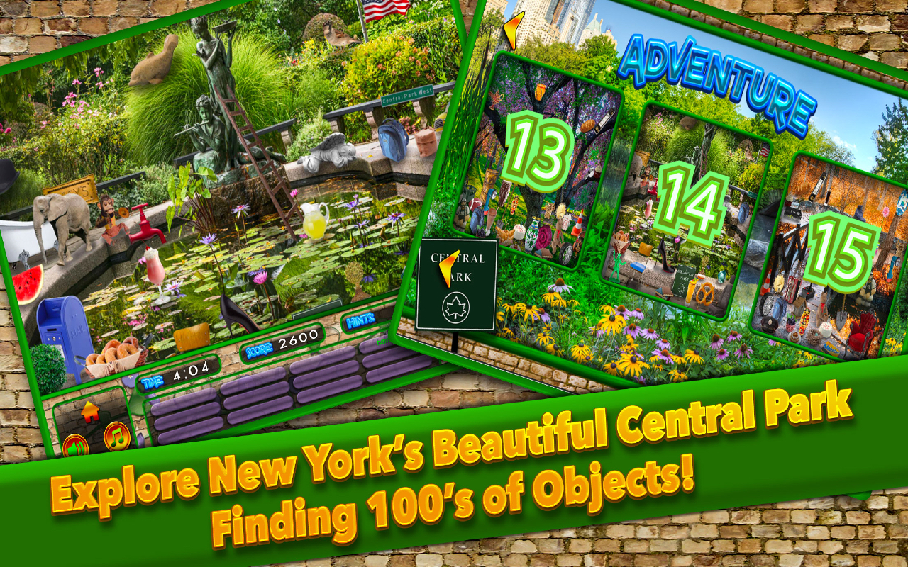 Hidden Objects Central Park New York City Gardens – Object Time Puzzle ...