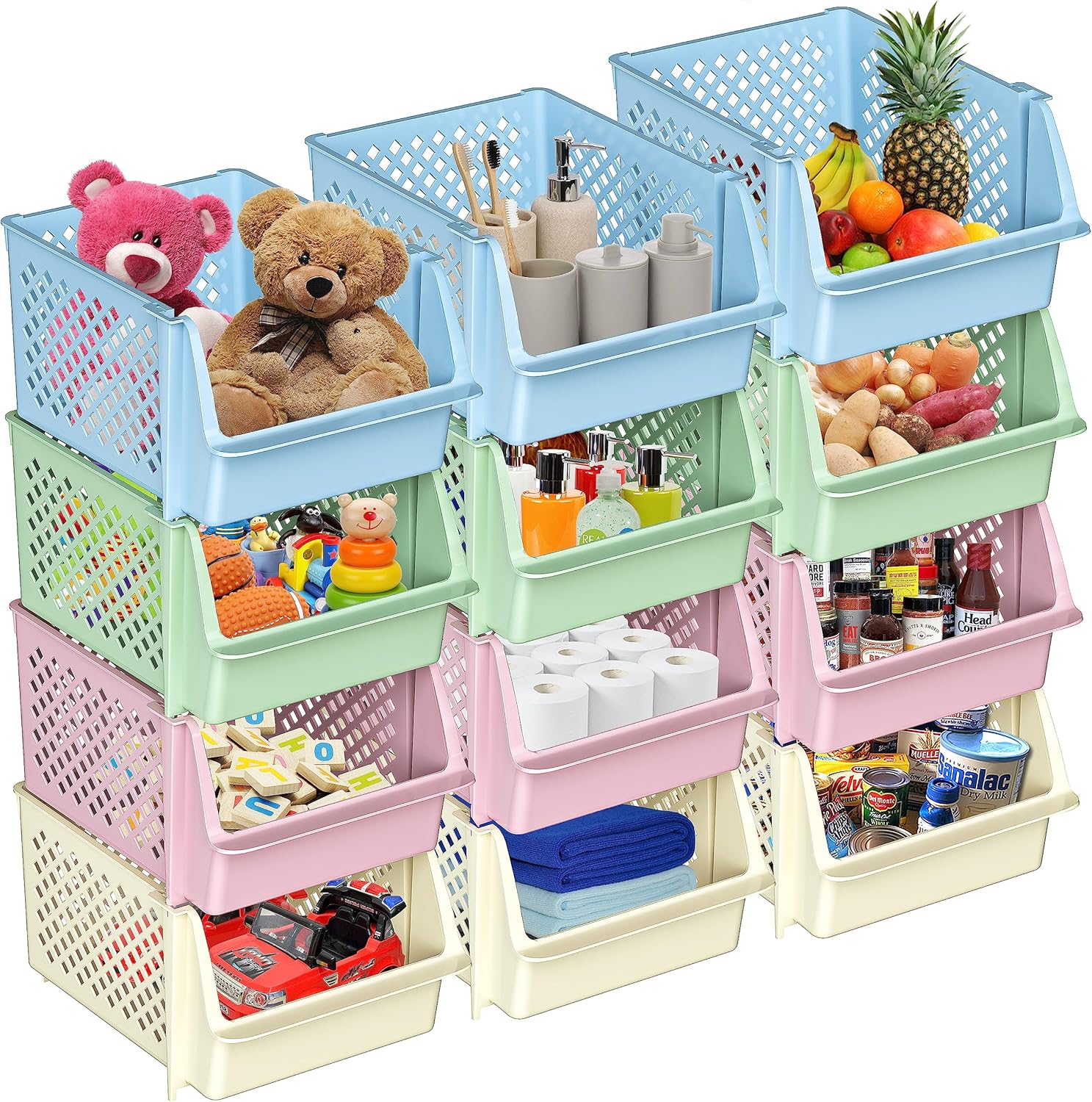 Amazon.com - Skywin Plastic Stacking Bins Open Front for Pantry, 12 ...