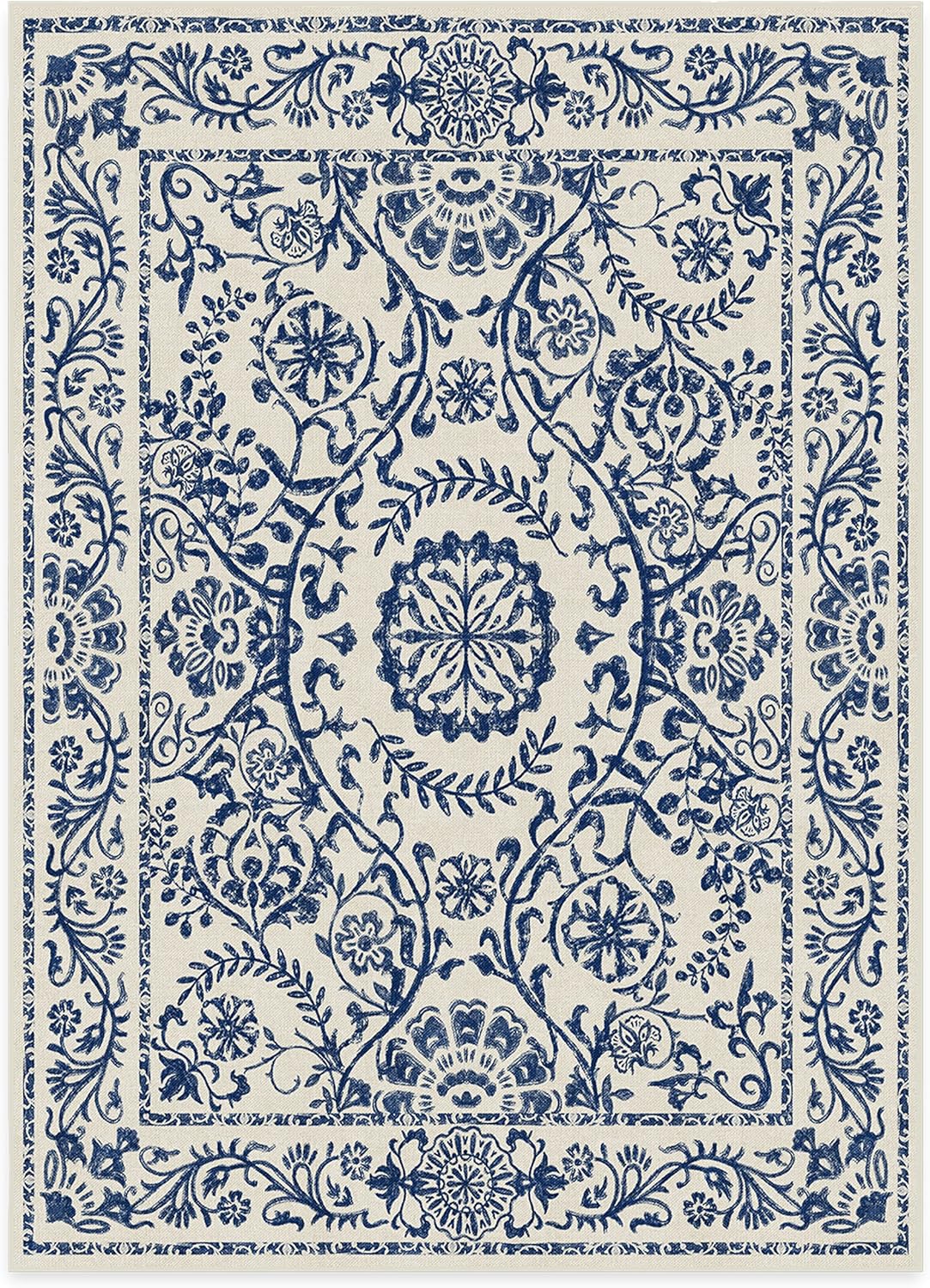 Amazon.com: Ruggable Washable 5x7 Area Rug, Delphina Delft Blue ...