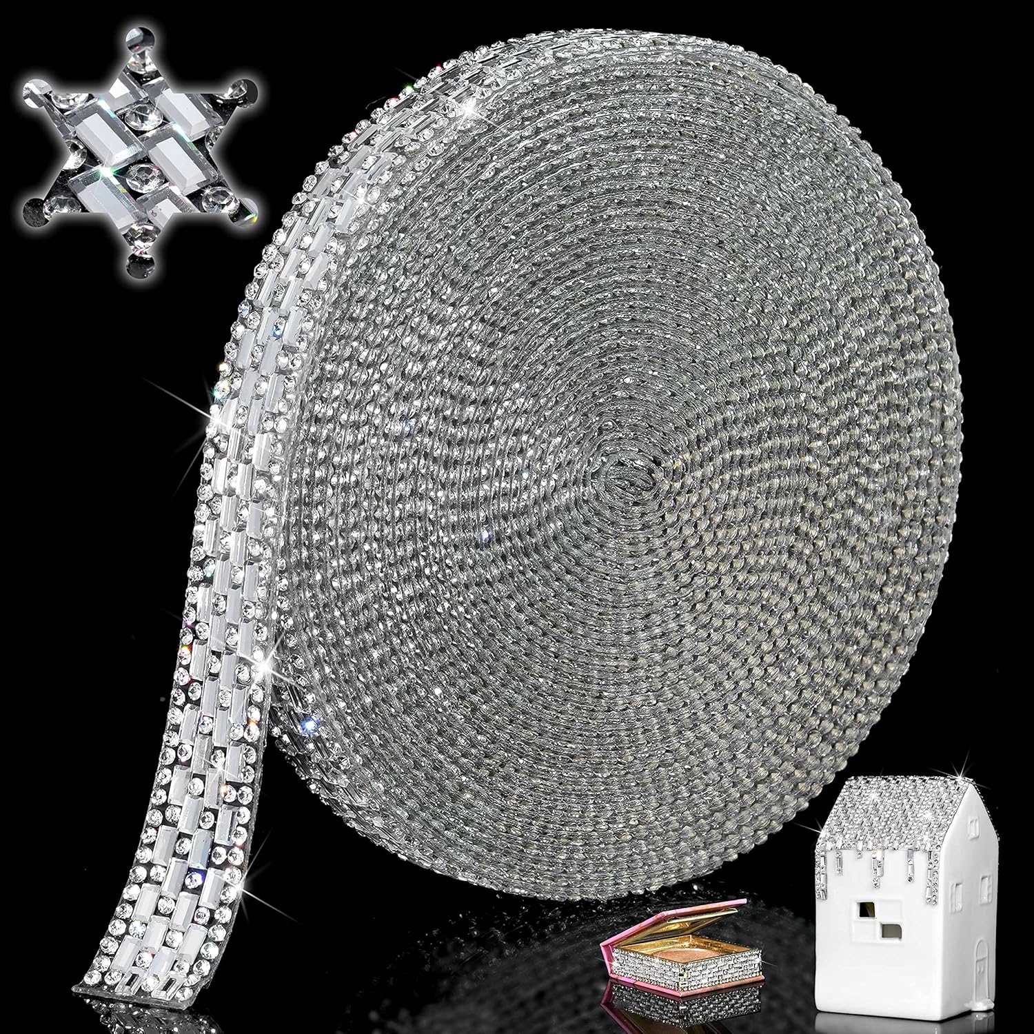 Amazon.com: Locacrystal Bling Rhinestone Ribbon DIY Iron-on Crystal ...