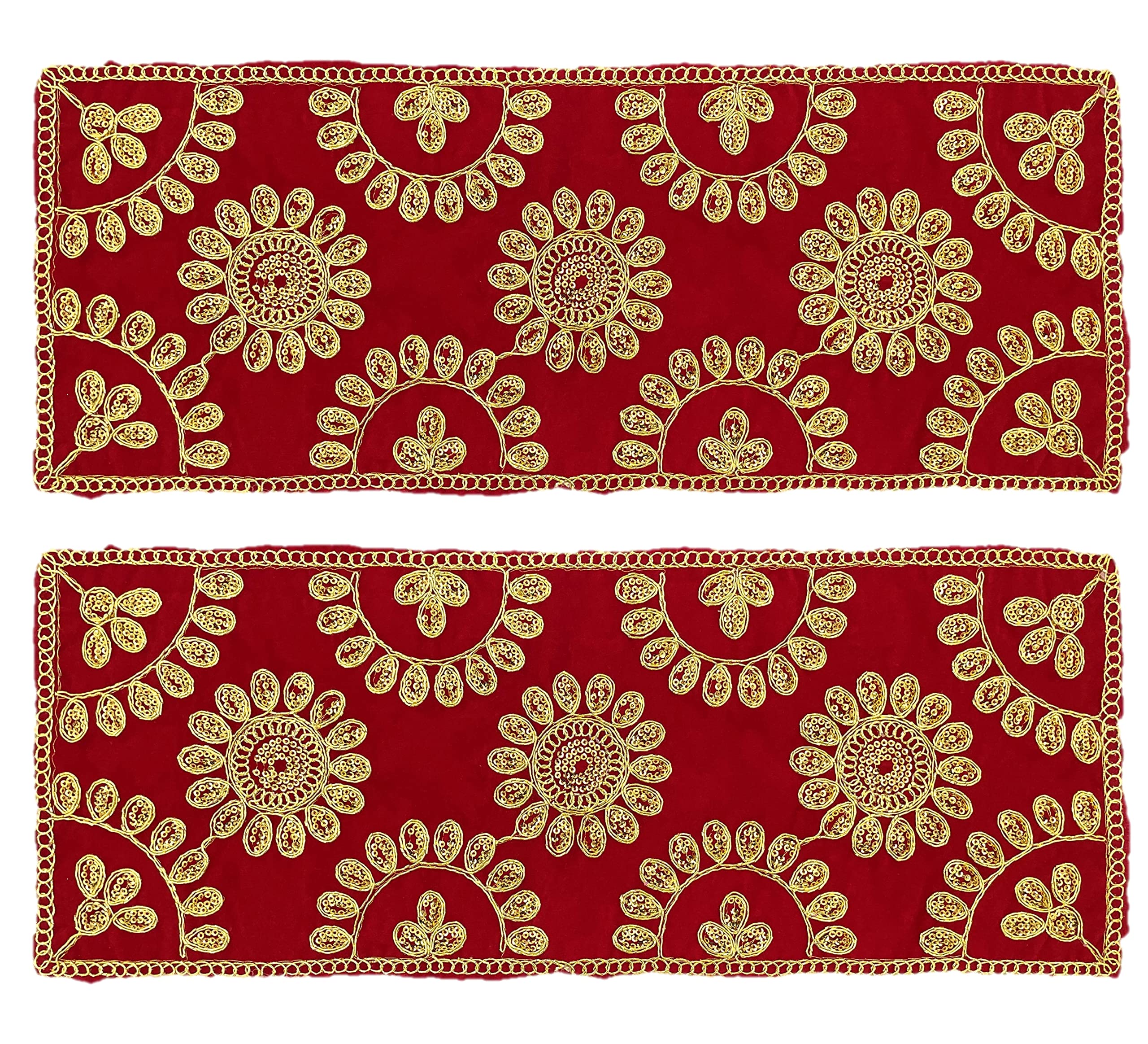 Buy Bhakti Lehar (7 x 18 Inch) Fancy Jari Embroidered Red Velvet Pooja ...