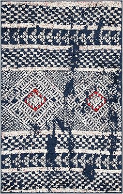 Amazon.com: Chardin home Farmhouse Rug 24''x36'' Grey-Navy | Recycled ...