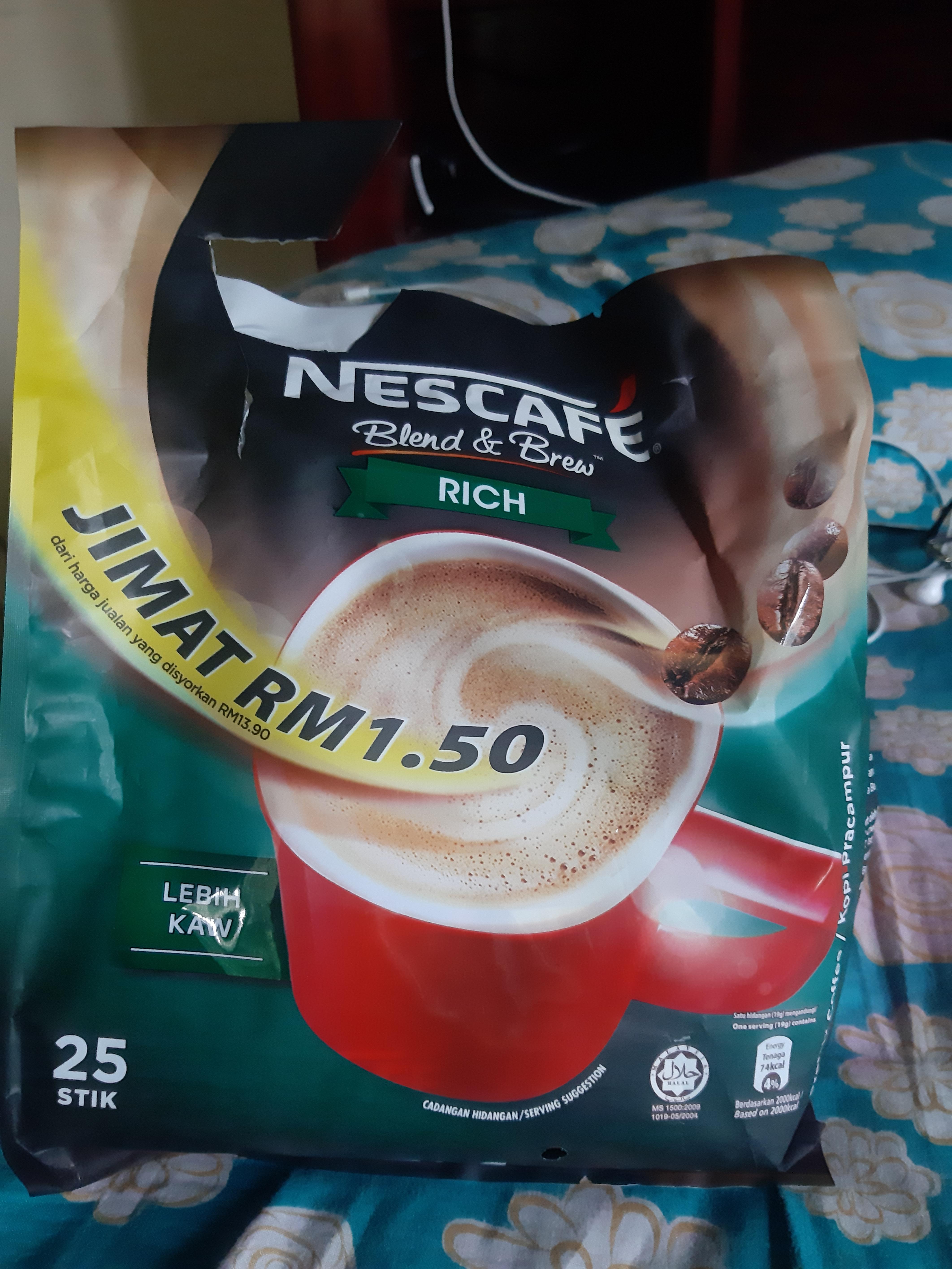 Nescafe 3 In 1 Rich Coffee Powder - 25 Sachets Bag, 475 Gram : Amazon ...