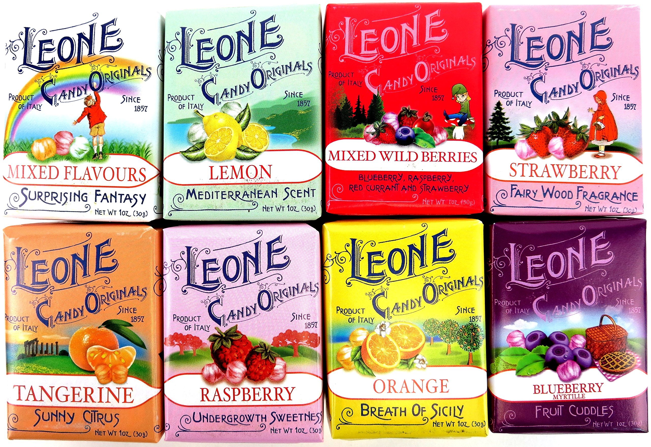 Pastiglie Leone Fruit Pastilles 8-Flavor Variety: One 1 oz Package Each ...