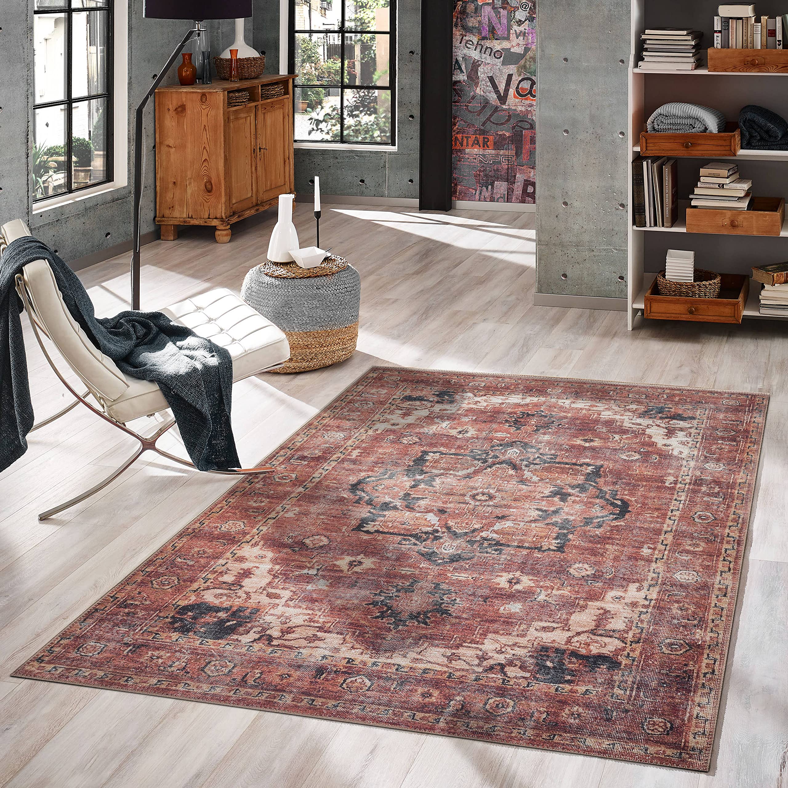 Adiva Rugs Machine Washable and Wipe Clean Area Rug, Living Room Rugs ...