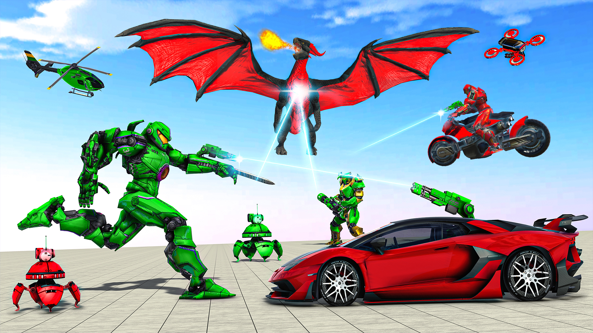 Flying Dragon Robot Transformation Game- Futuristic Robot Car Shooting ...