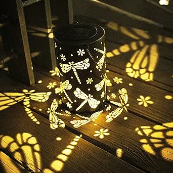 BVGY Solar Outdoor Lanterns Garden Decor Hanging Lights,Metal Dragonfly ...