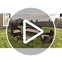 Straame 4PC Rattan Garden Furniture Set with Table, Double Seated Sofa ...