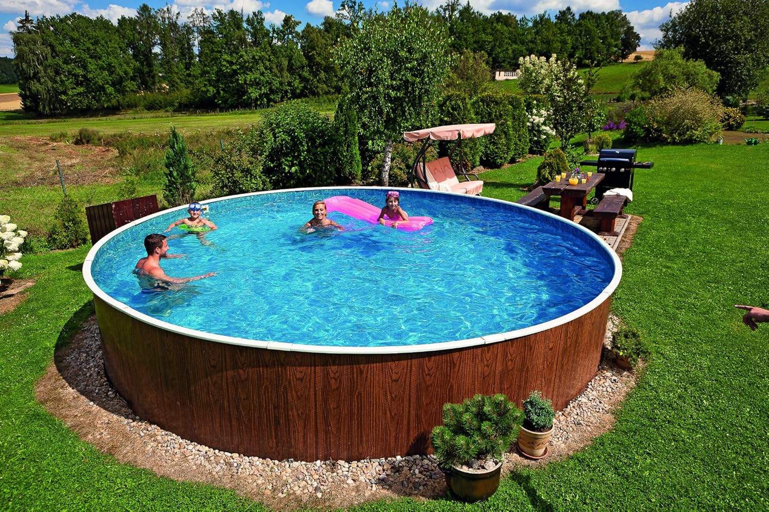 poolomio® Azuro Deluxe Stahlwand Pool Schwimmbecken rund Ø 460 x 120 cm ...