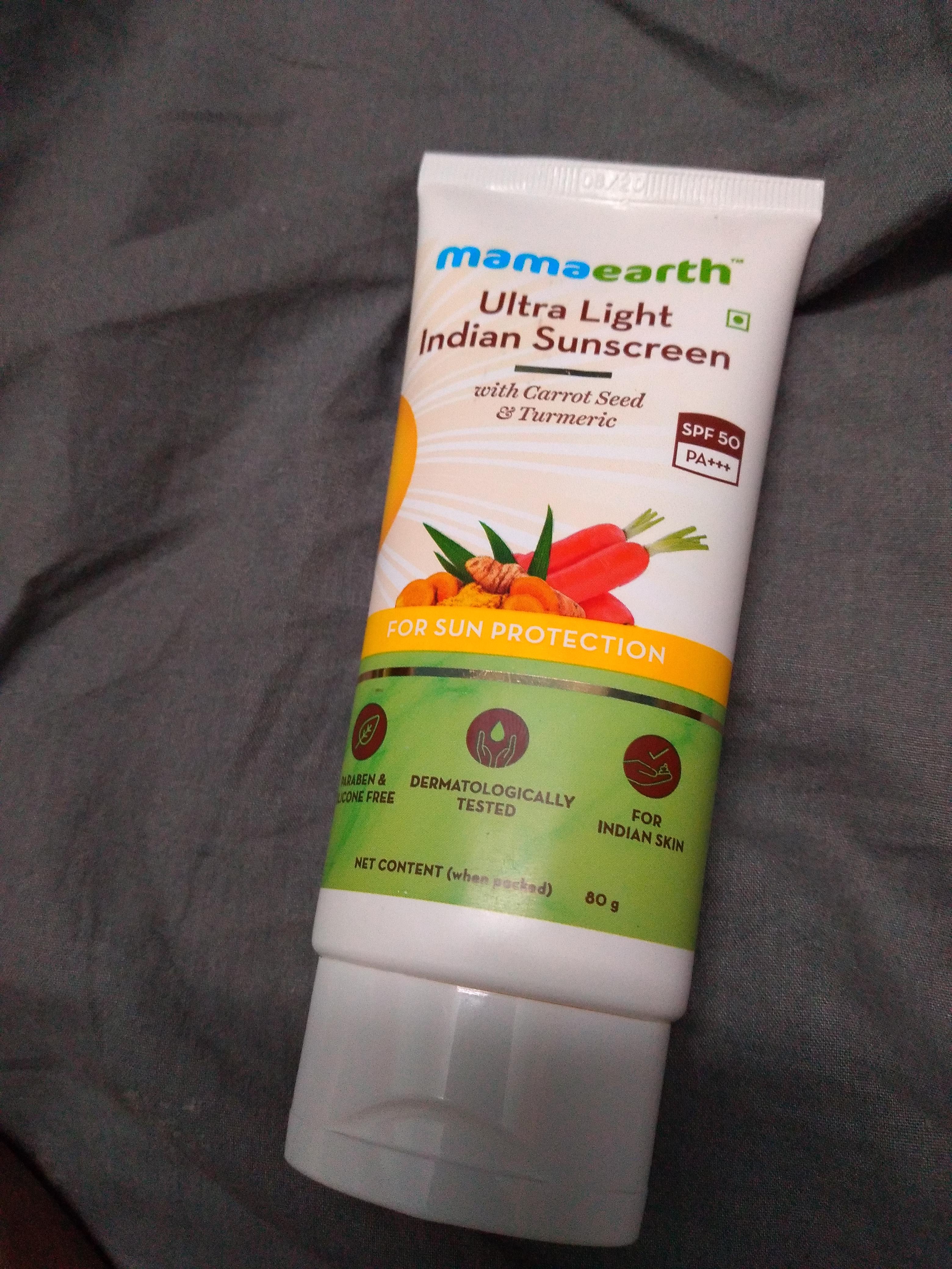 Mamaearth Ultra Light Indian All Skin Type Sunscreen With Carrot Seed ...