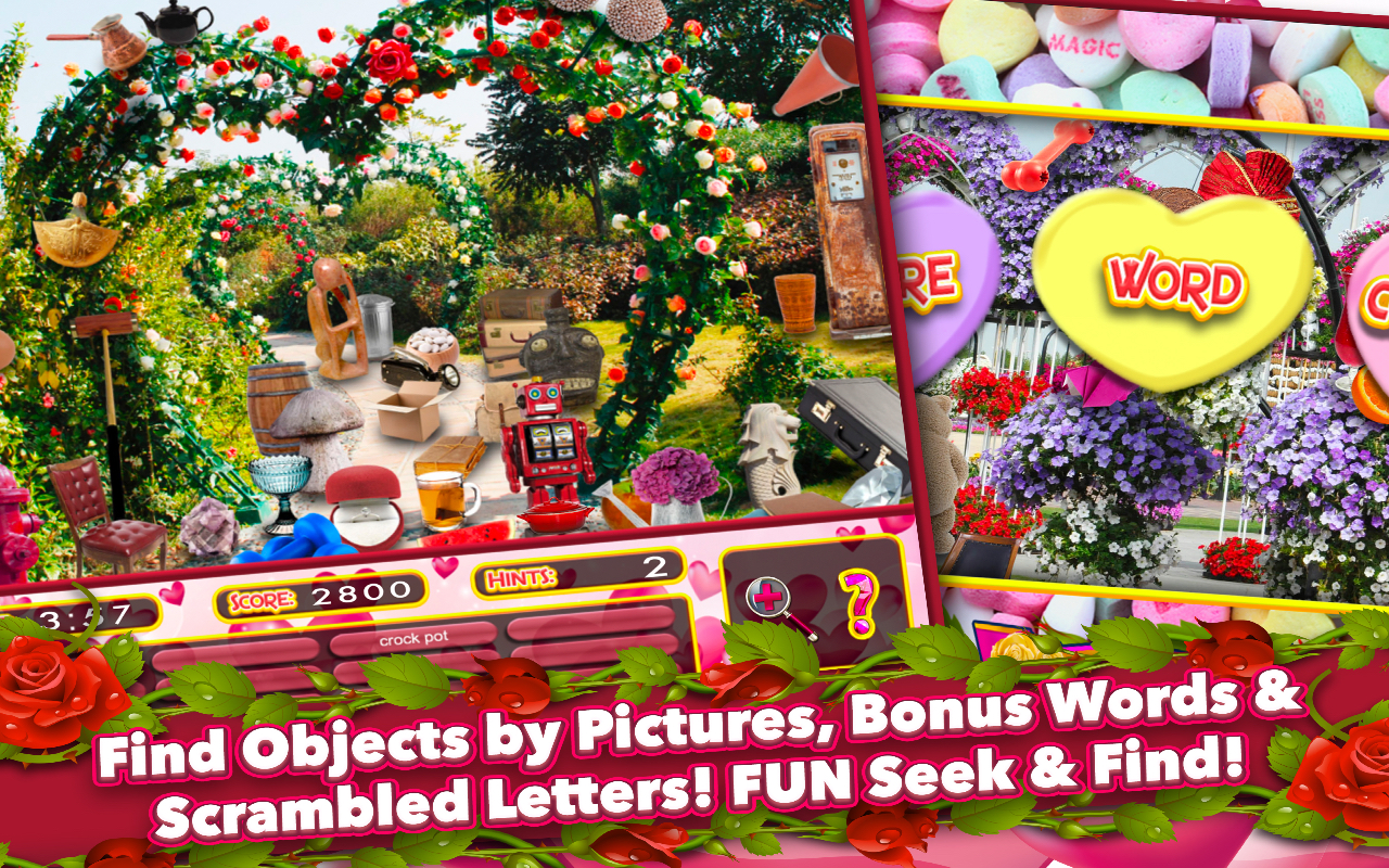 Hidden Objects Valentines Day - Heart Gardens Seek and Find Object ...