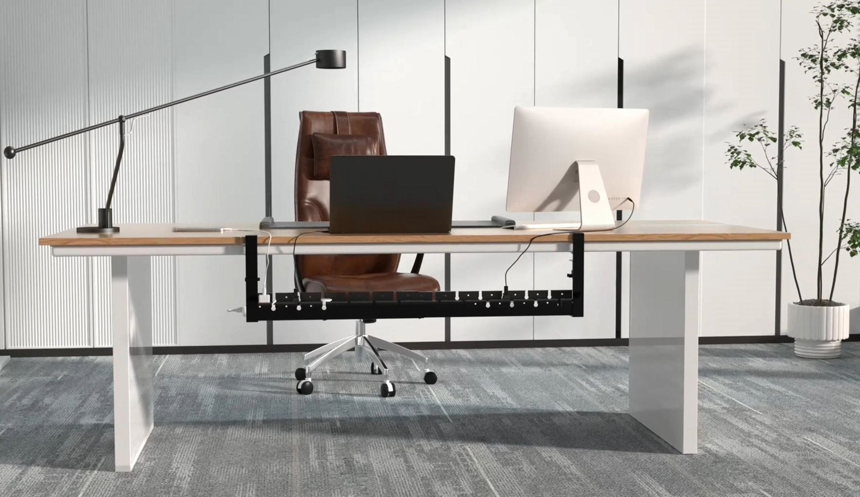 Table Cable Management No Drilling Sturdy Under Metal Cable Tray Under ...