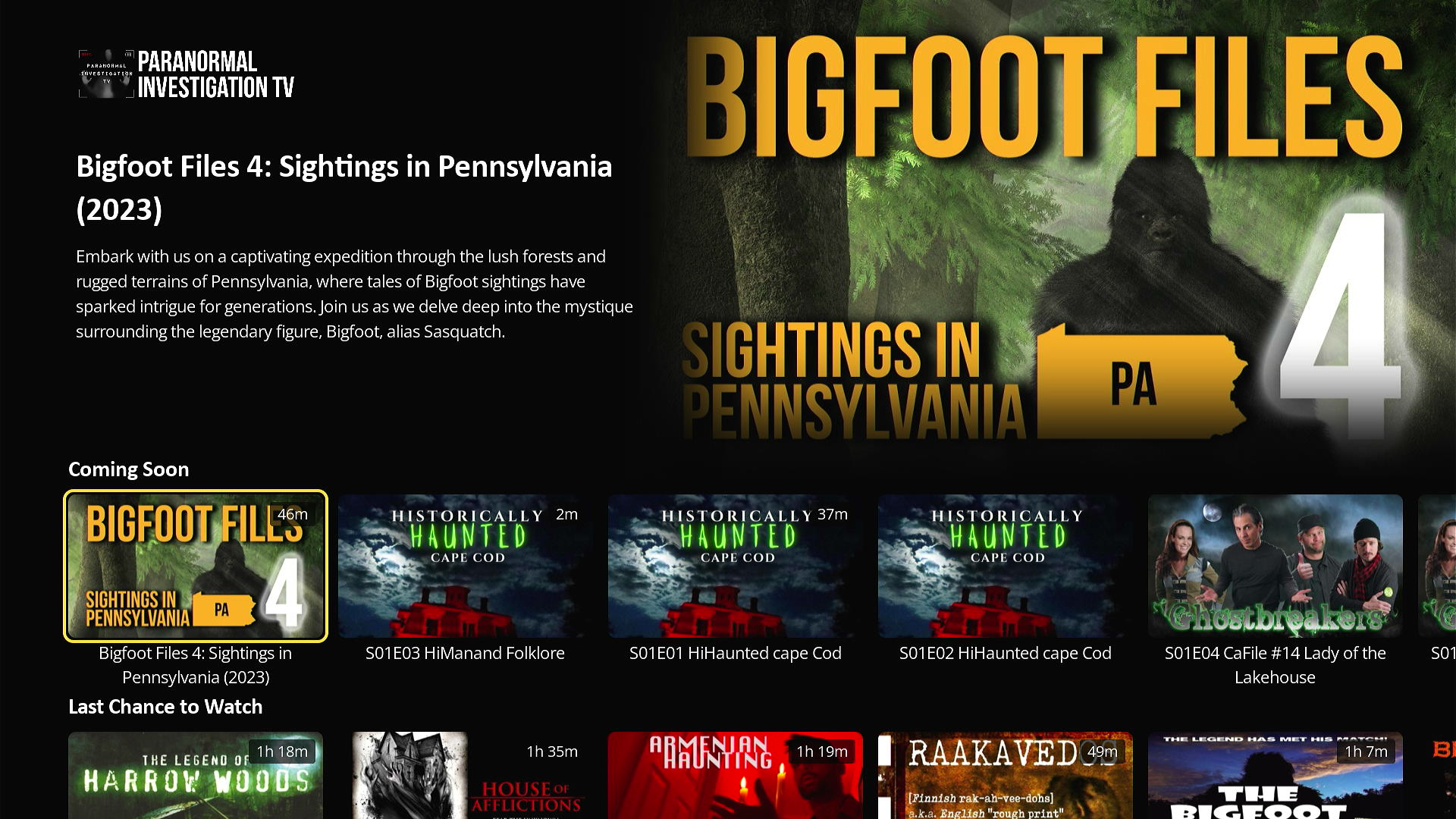 Paranormal Investigation TV - Real Ghost Hunting - Bigfoot - UFO ...