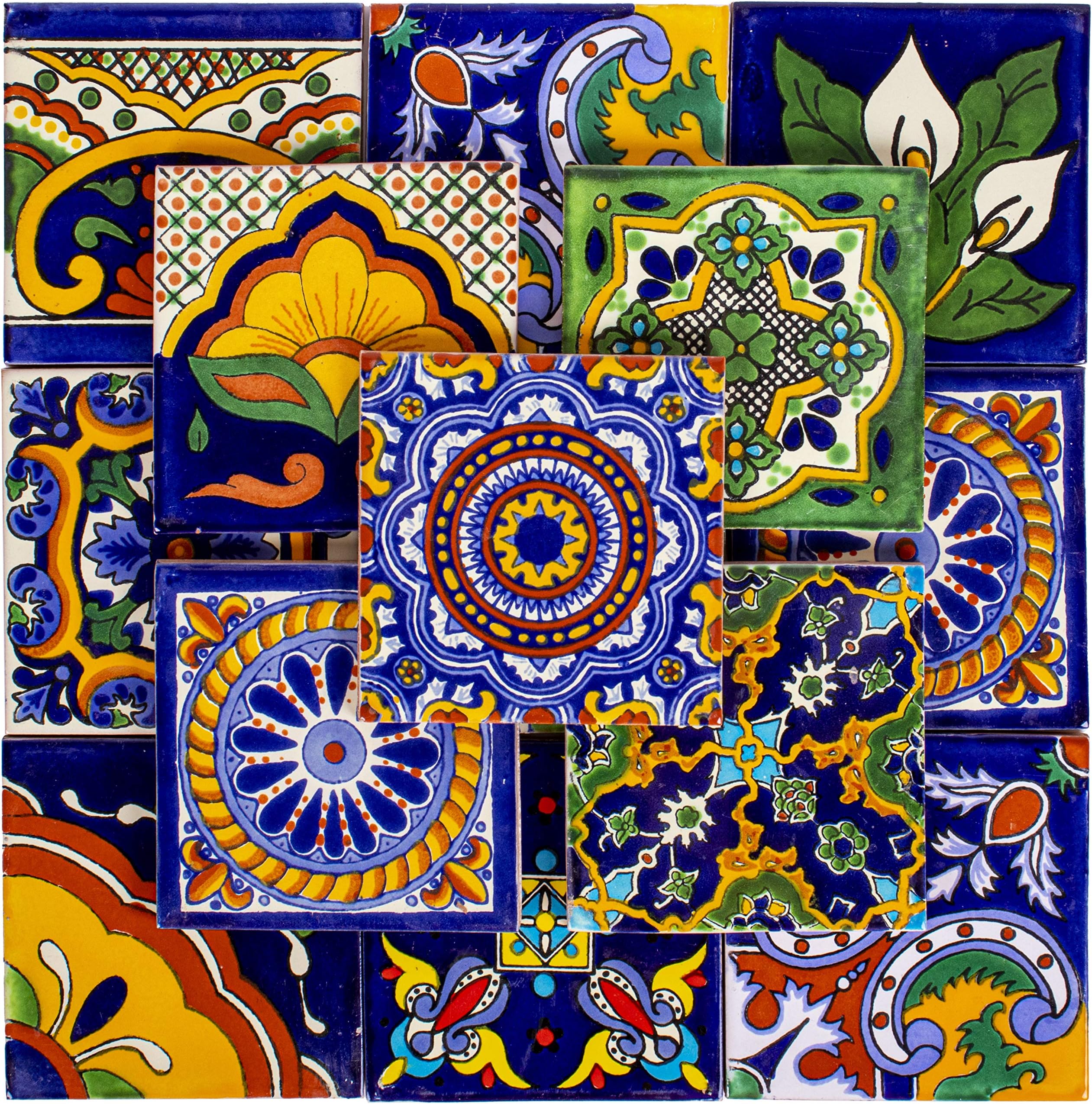 Amazon.com: 25 Mexican Tiles 4x4 Handpainted Hundred Pieces Different ...
