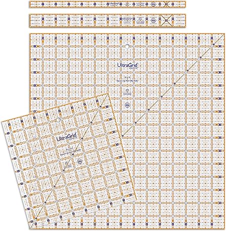 Amazon.com: UltraGrid by QuiltCut Square Up Quilting Ruler - 4 Piece 8½ ...