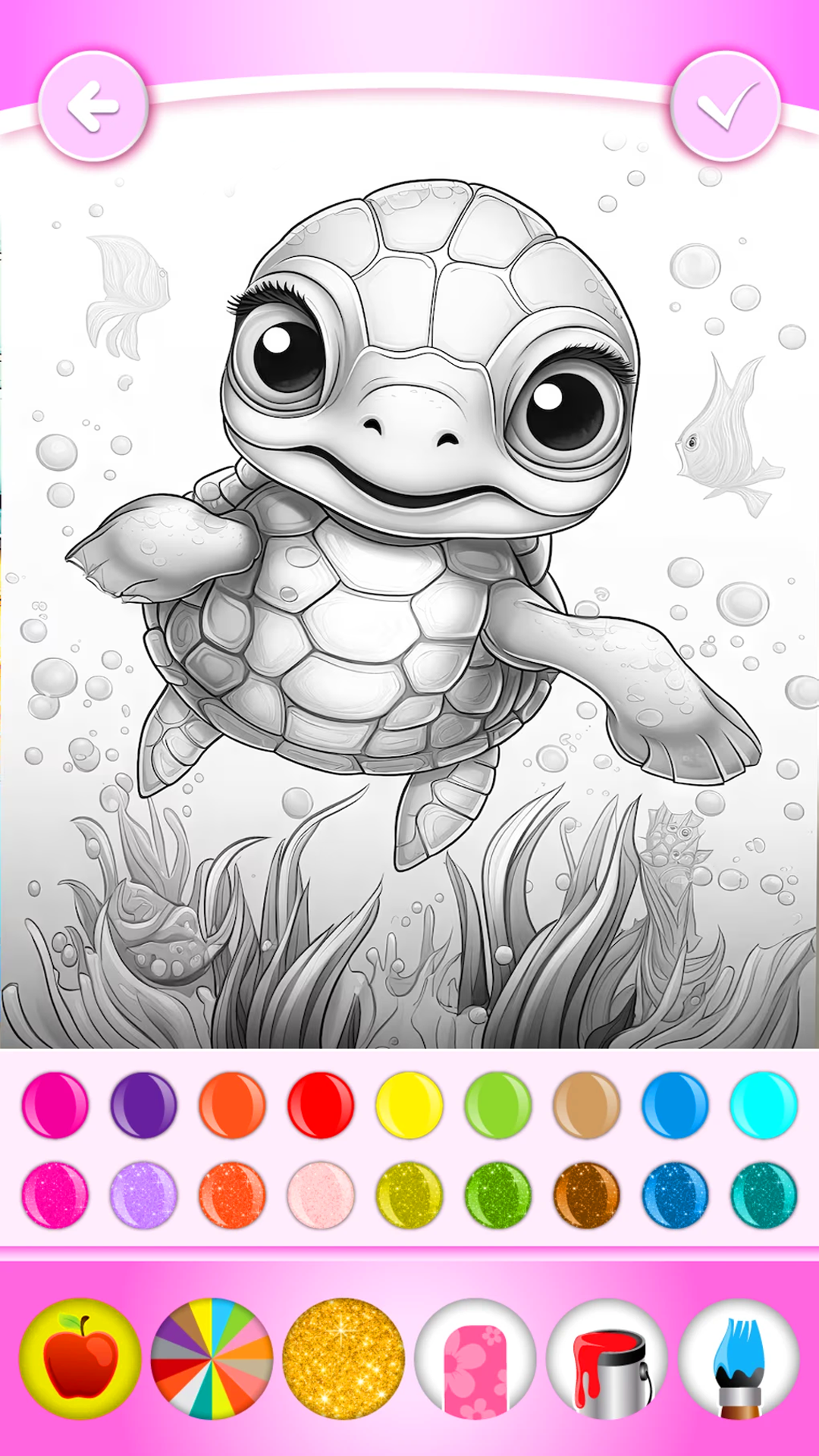 Kawaii & Chibi Turtles Coloring Book Easy coloring Animal book for Girls, Kids, Teens and Women ...