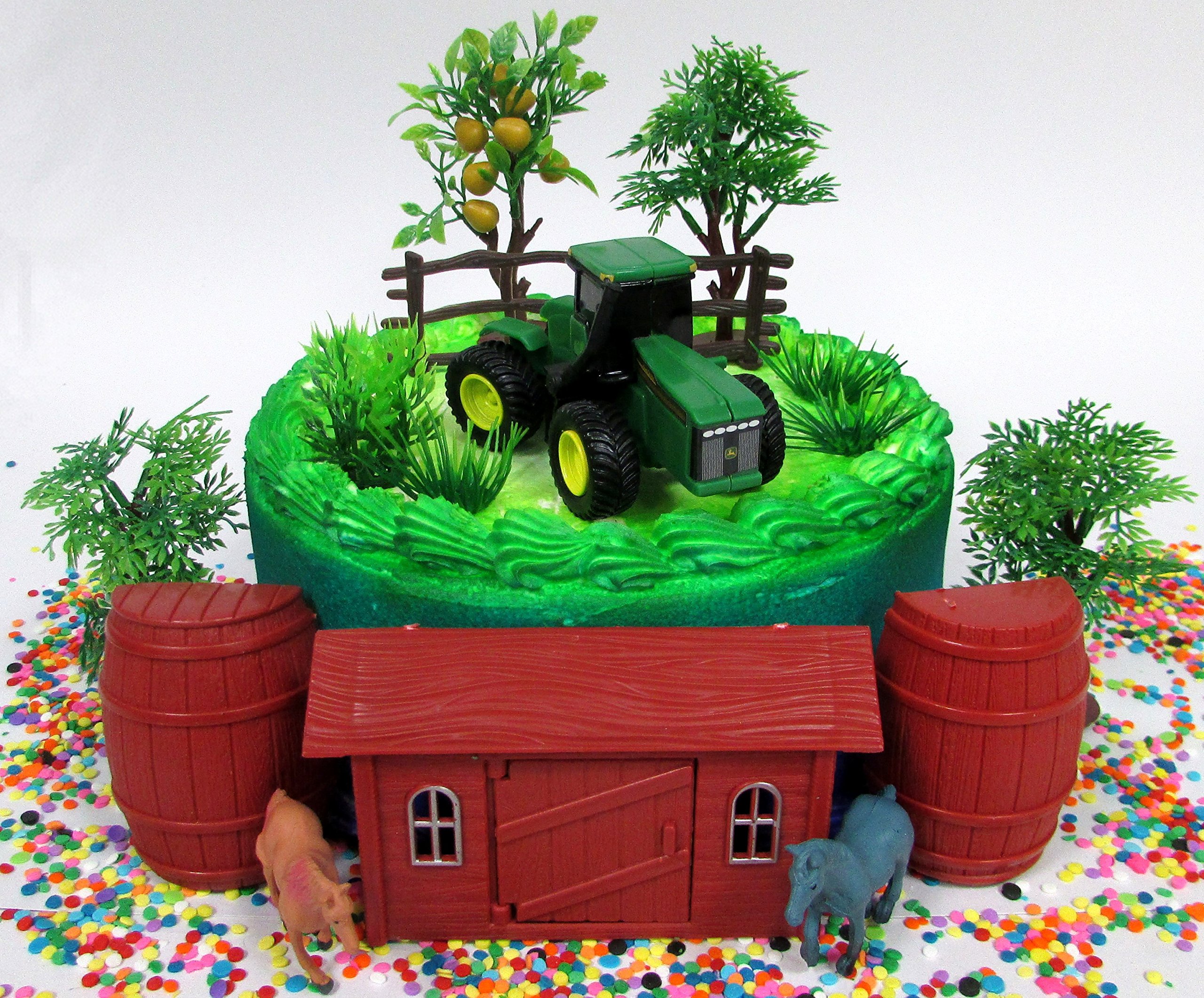 Buy Farming Tractor Farmer Themed Birthday Cake Topper Set Featuring ...