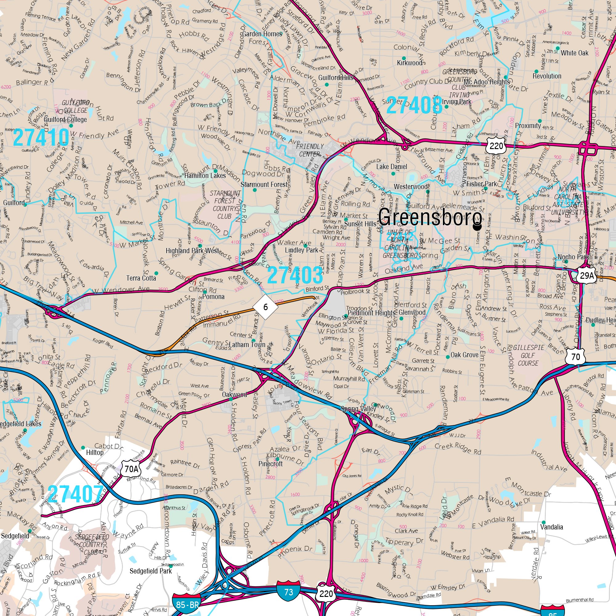 Greensboro Zip Code Map Maps & Directions | Methodist University