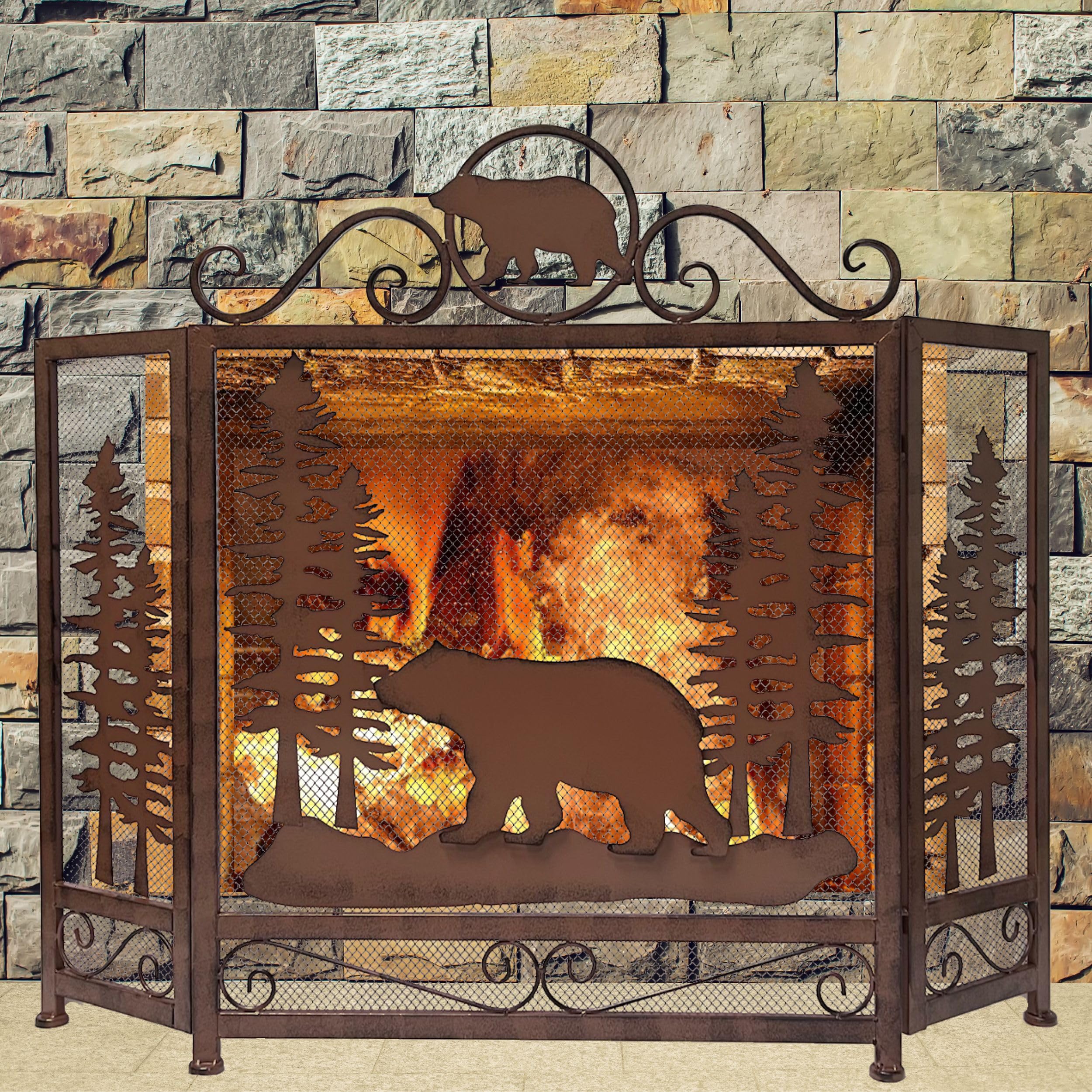 Rustic Fireplace Screens Enhancing Your Living Room With Fireplace