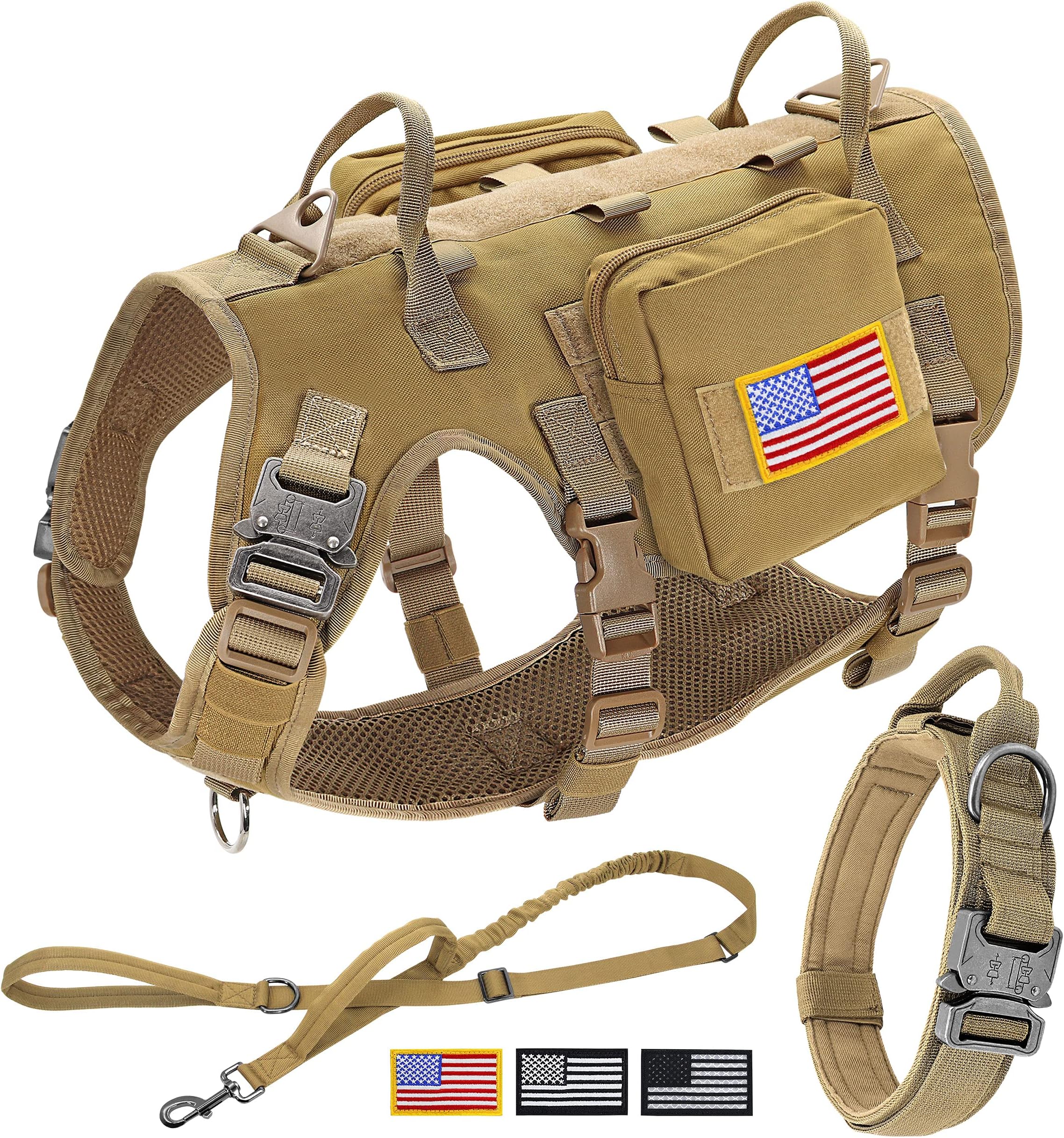 Amazon.com : Pets ProMax Tactical Dog Harness with Tactical Dog Leash ...