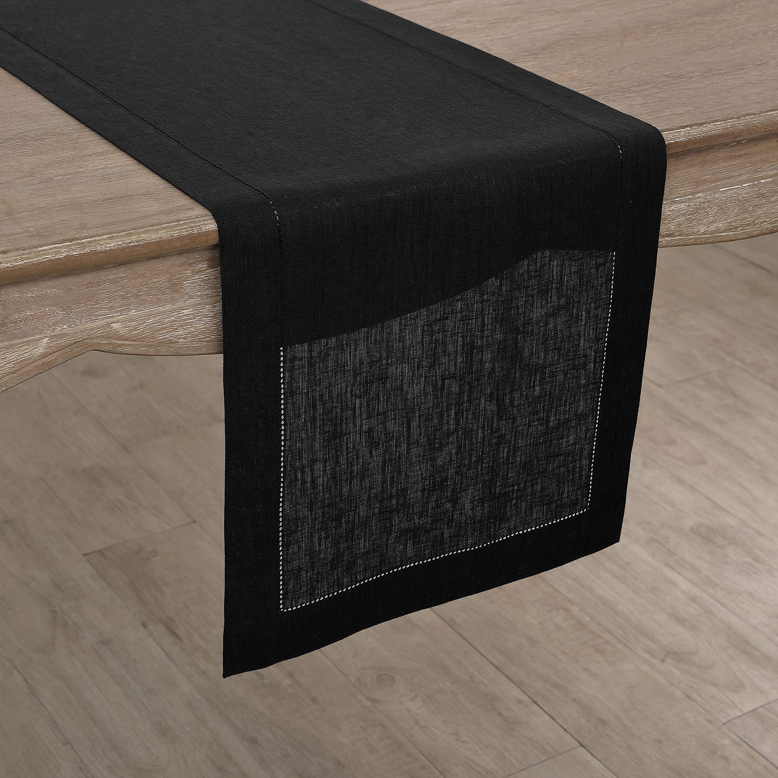 Solino Home Black Linen Table Runner – 100% Pure Linen 14 x 90 Inch ...