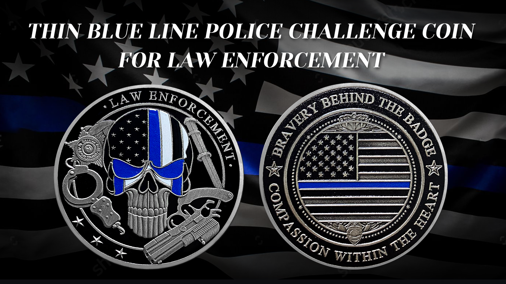 Flag Thin Blue Line Coin Thin Blue Line Desktop Challenge Coin Holder